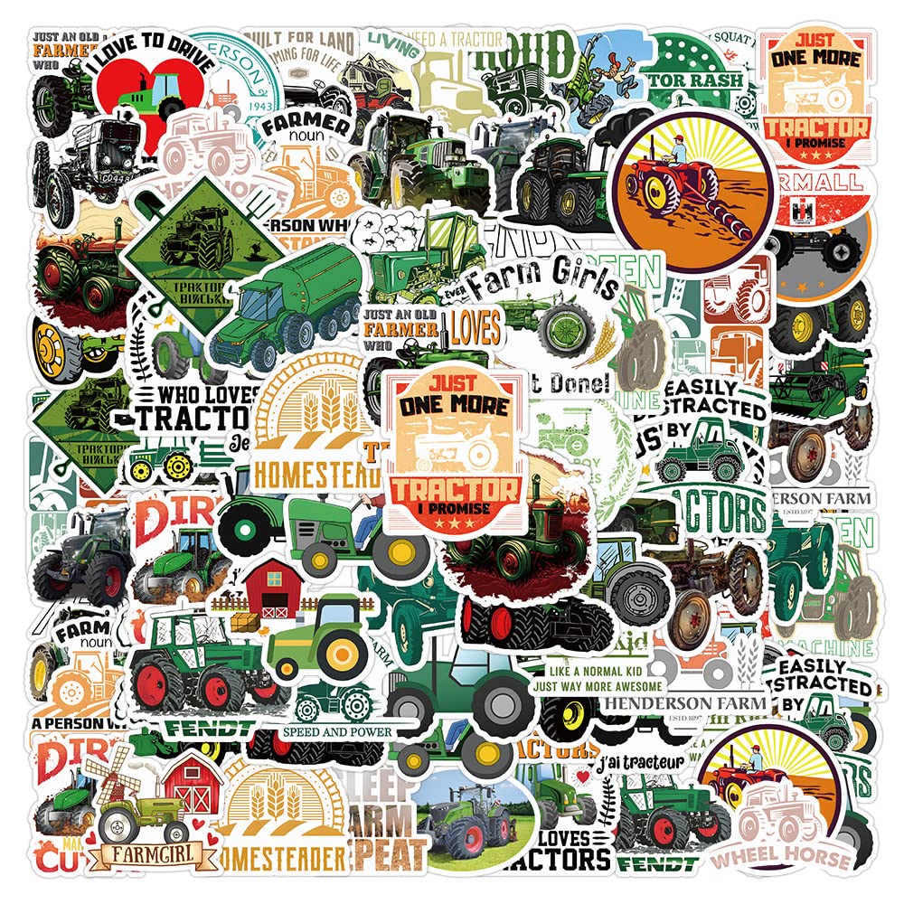 Amazon.com: 50Pcs Tractor Merchandise Stickers Cute Cool Green Tractor ...