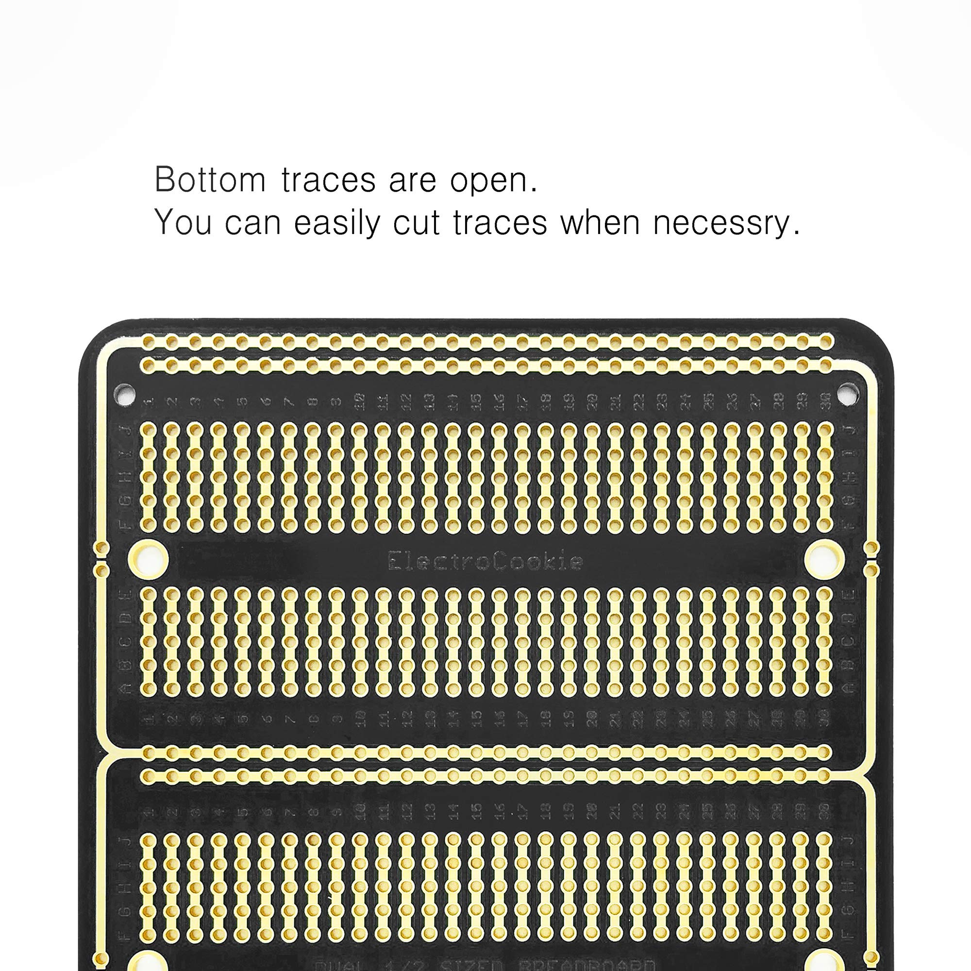 Electrocookie Pcb Prototype Board Double Column Solderable Breadboard For