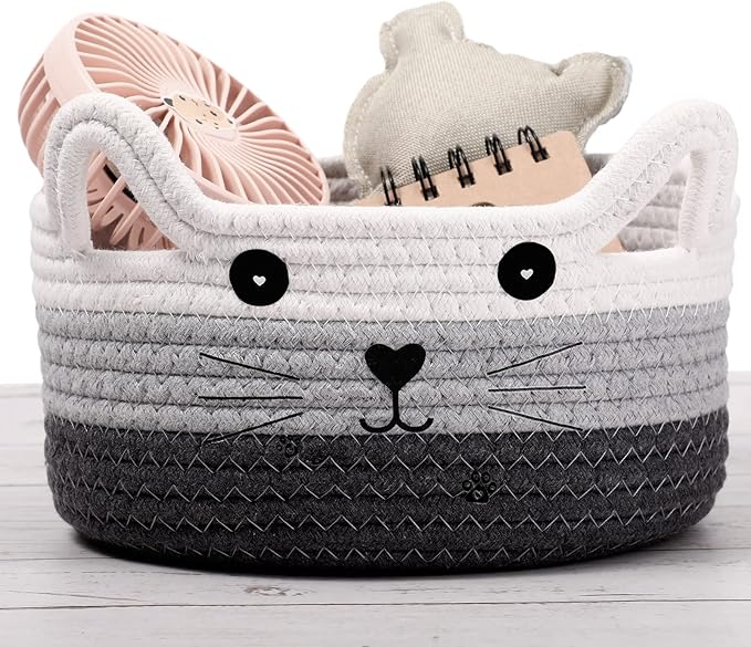 Amazon.com: Zopeal Cat Basket Storage Woven Organizer with Ears Easter ...