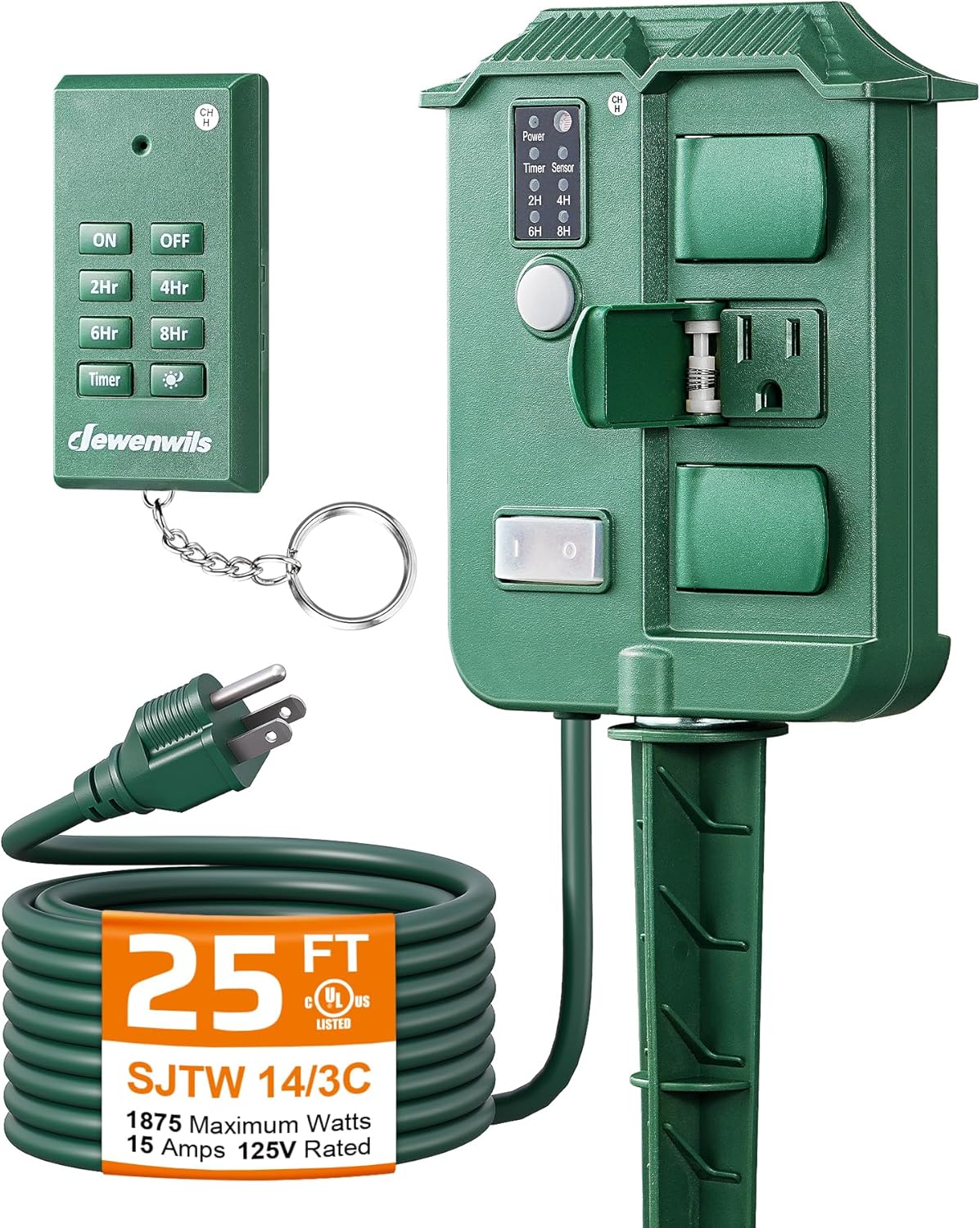 DEWENWILS Outdoor Power Stake Timer, Waterproof Outdoor Timer, 6 ...