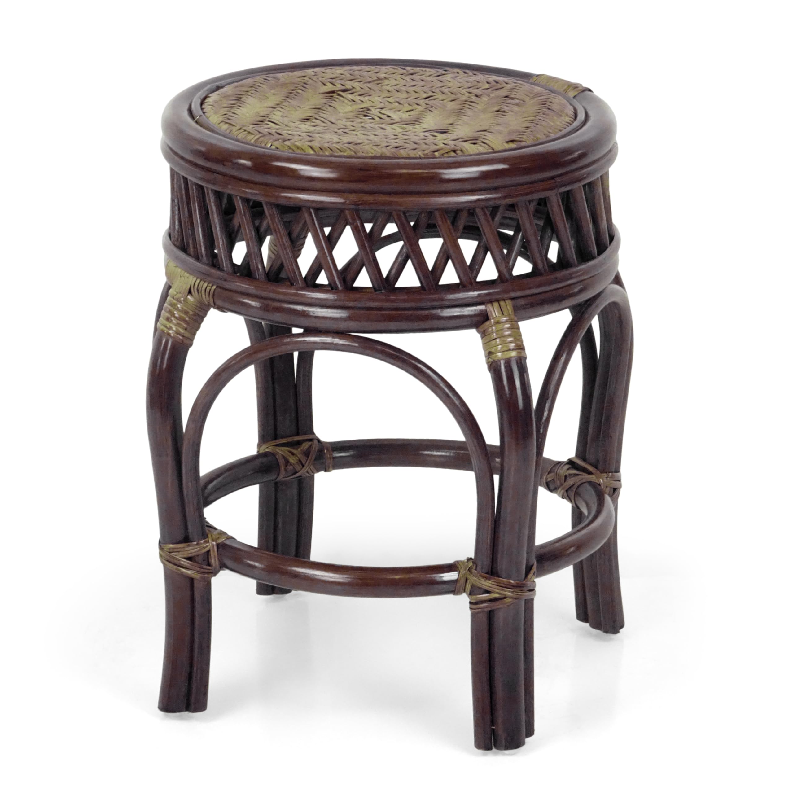 Amazon.com: Handmade Round Stool Ginger Natural Rattan Wicker Fully ...