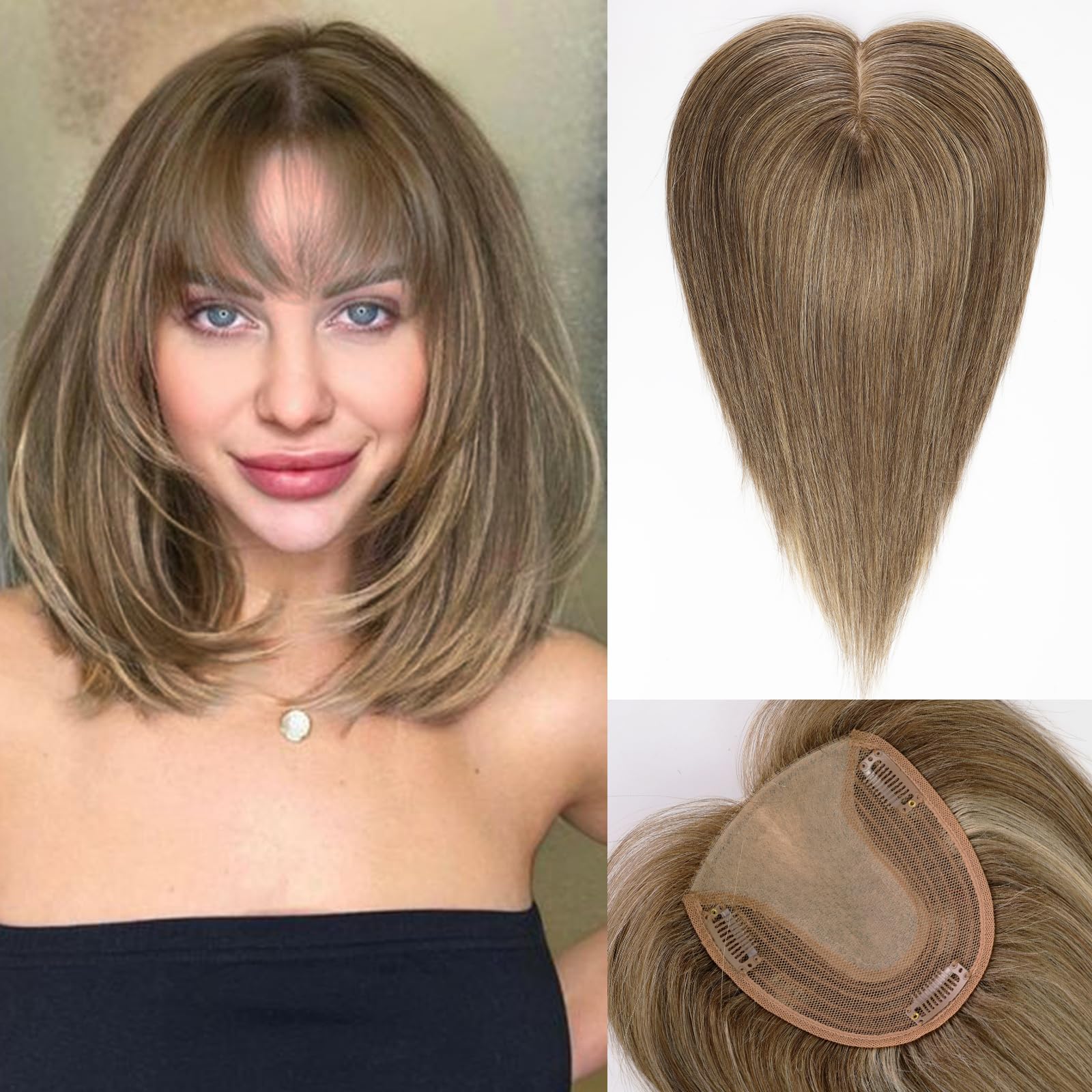 Amazon.com : starluck Hair Toppers for Women 14 inch Real Human Hair ...