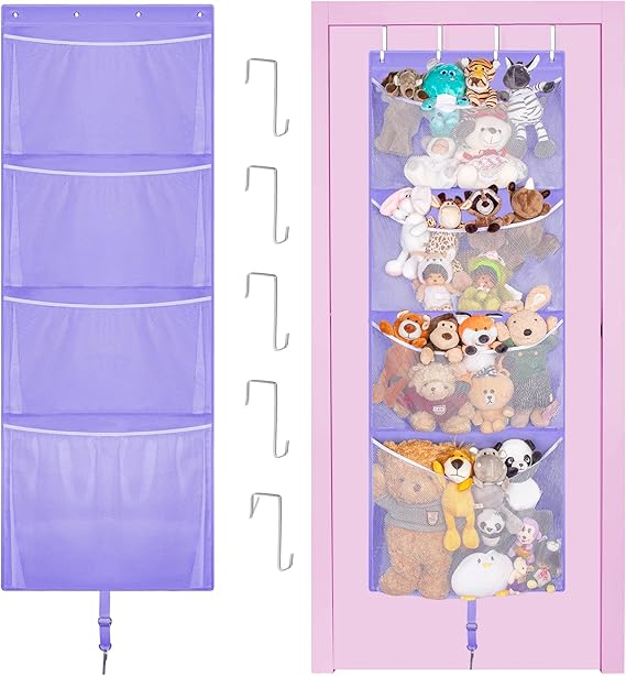 Amazon.com: Woodoulogy Hanging Stuffed Animal Storage, Over Door Large ...