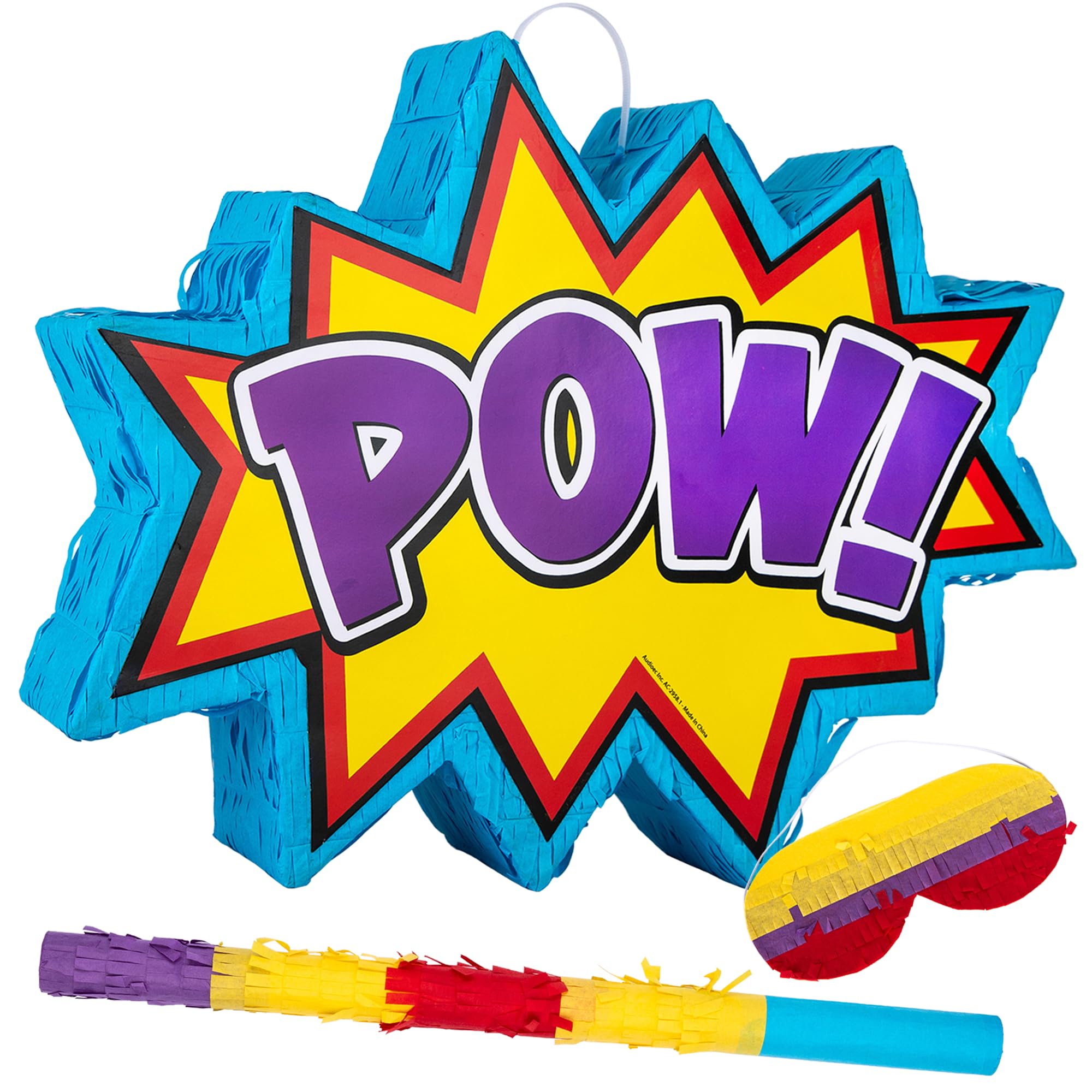 Amazon.com: ArtCreativity Pow Superhero Piñata for Kids - Includes ...