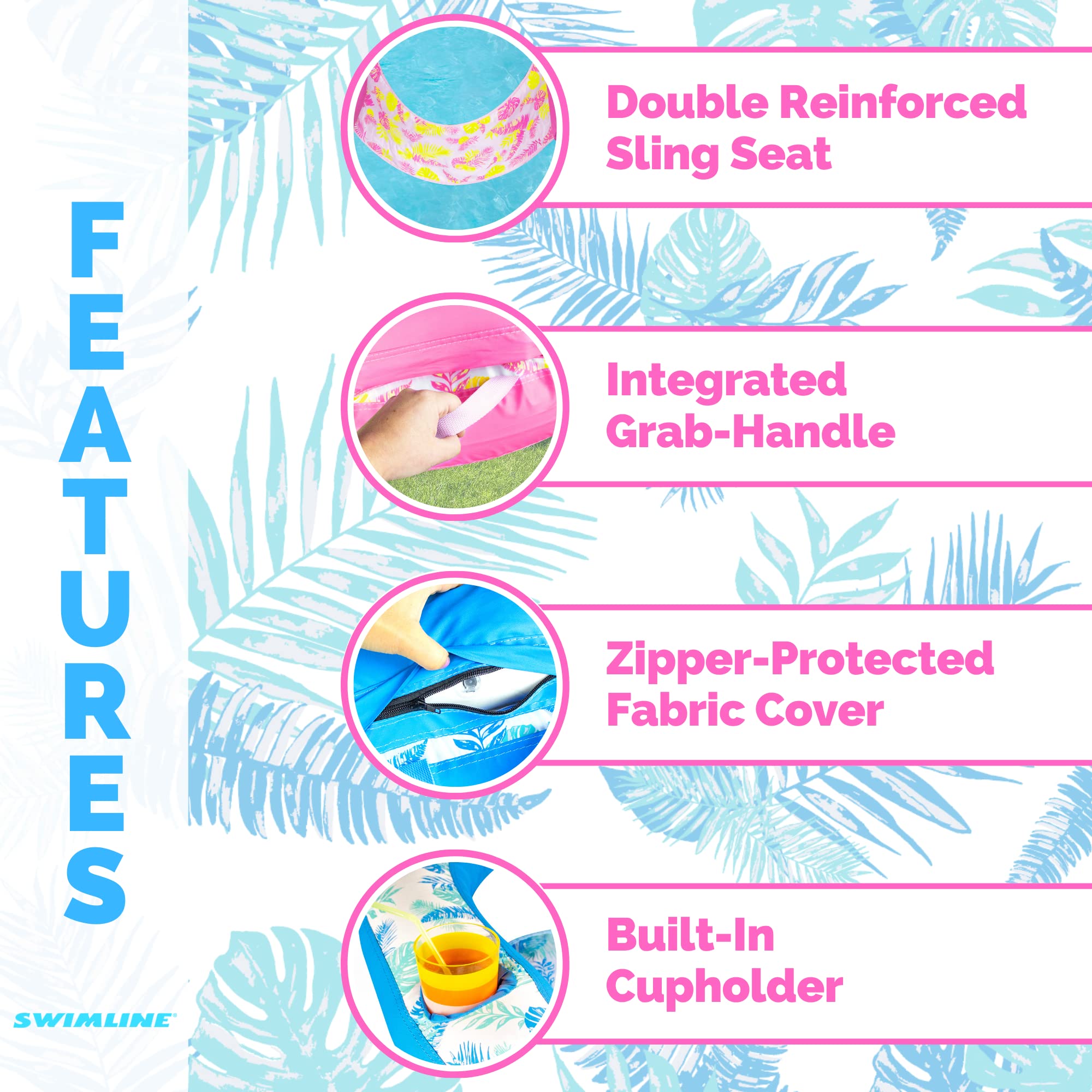 Snapklik.com : SWIMLINE Original 90467 Fabric Covered U-Seat Tropical 2 ...