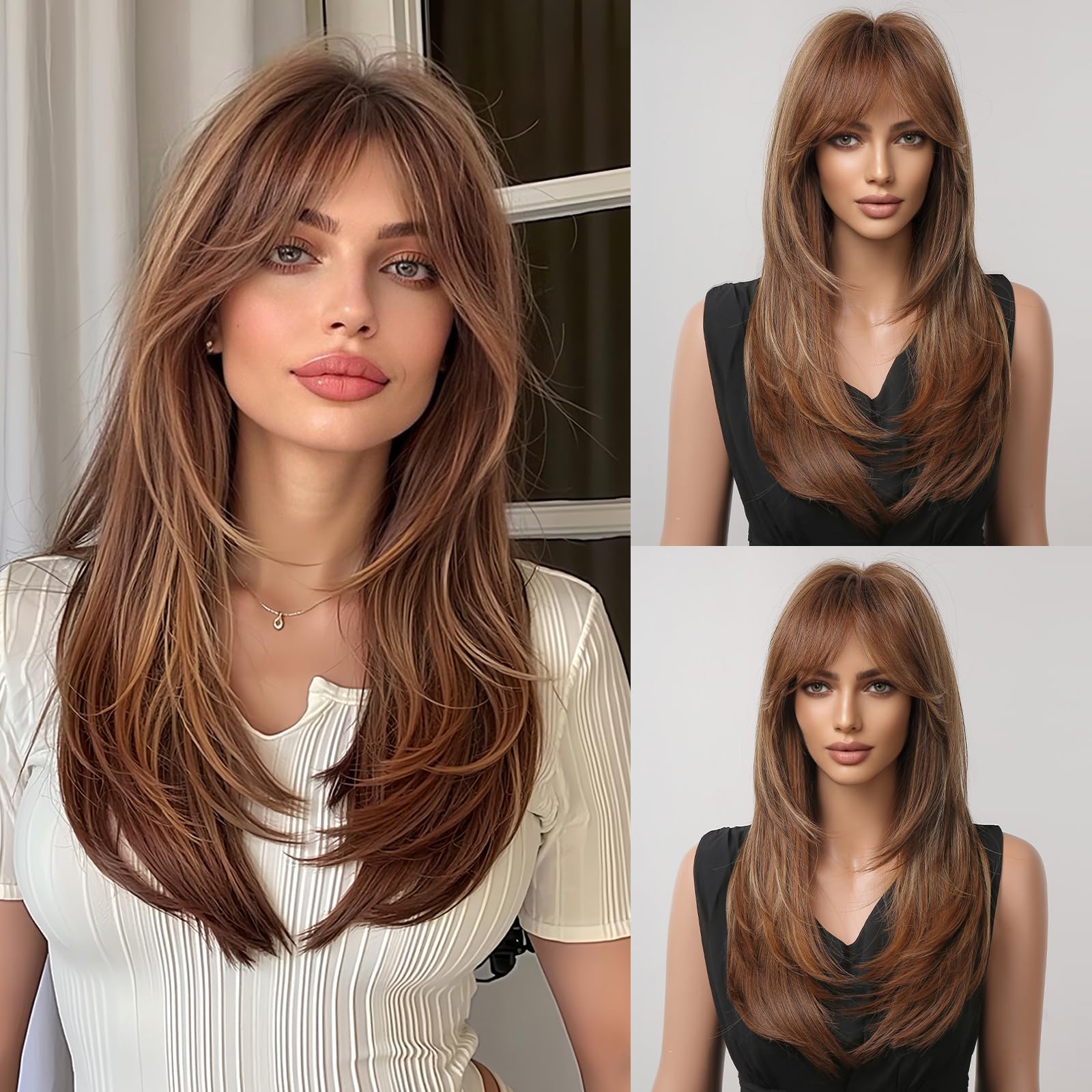 Amazon.com : Jolelyne Silver Gray Ombre Wigs Layered Wavy Wig with ...