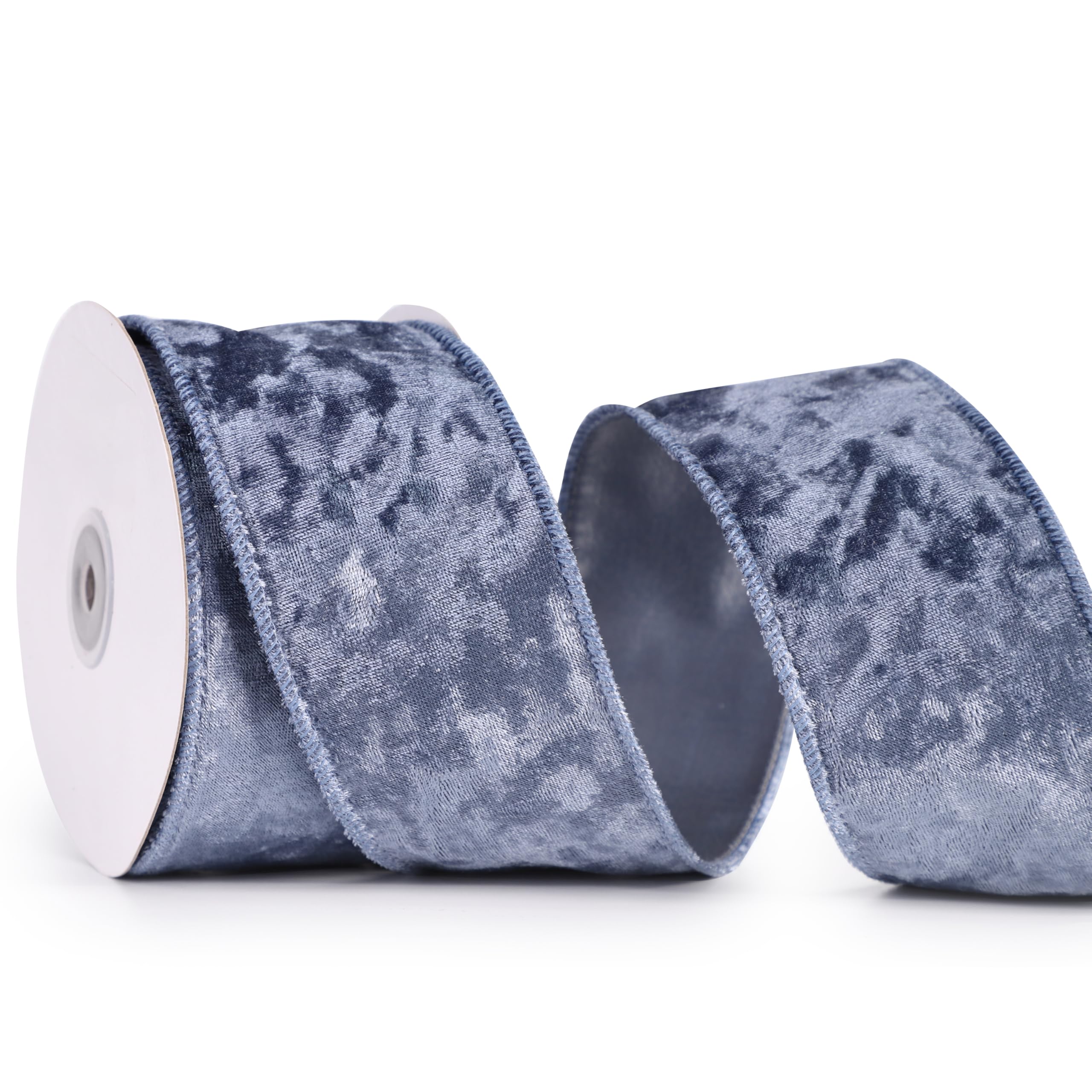 Amazon.com: MAYREEL 2.5 Inch Dusty Blue Crushed Velvet Ribbon Wired ...