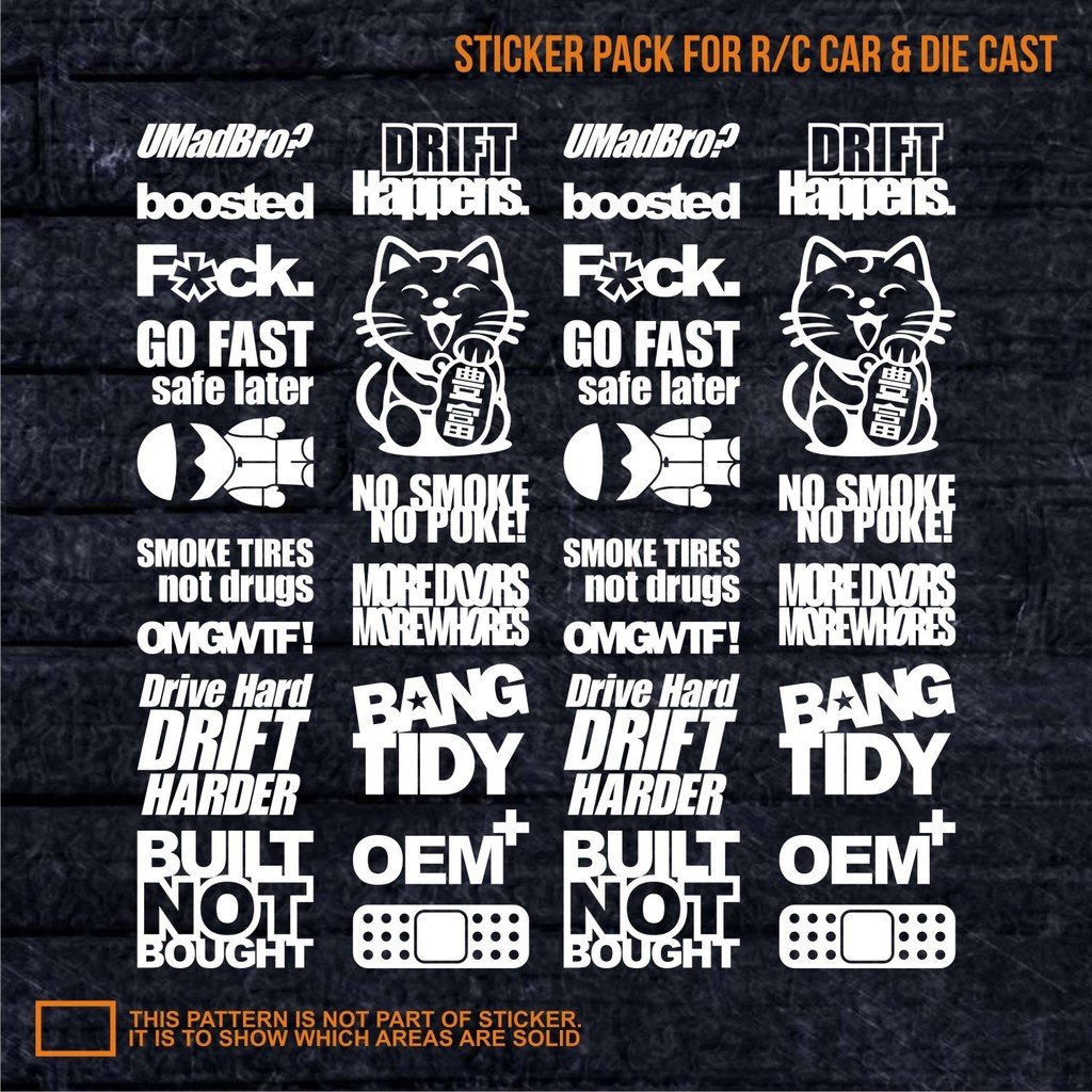 Buy r/c remote control buggy jdm white sticker pack scrape fairlady ...