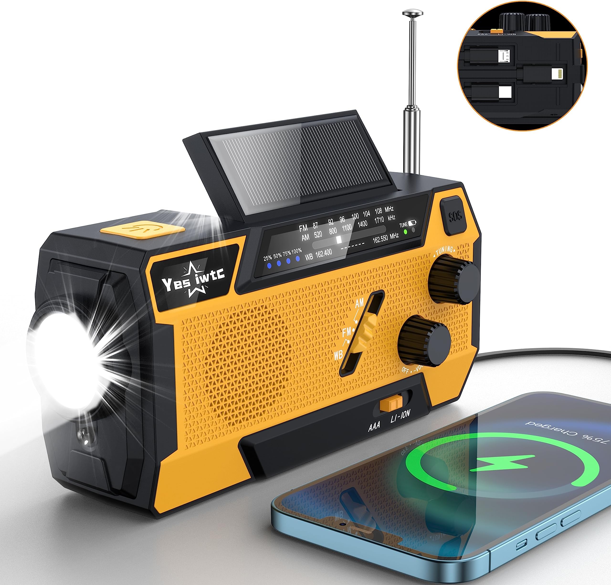 Amazon.com: Yestiwc 7400mWh Emergency Radio, Battery Operated Radio ...