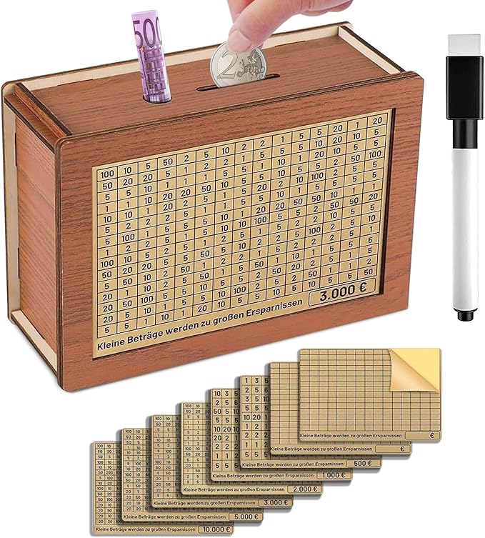 Salvadanaio Conta Soldi in Legno Salvadanaio con Obiettivi Goalsaver ...