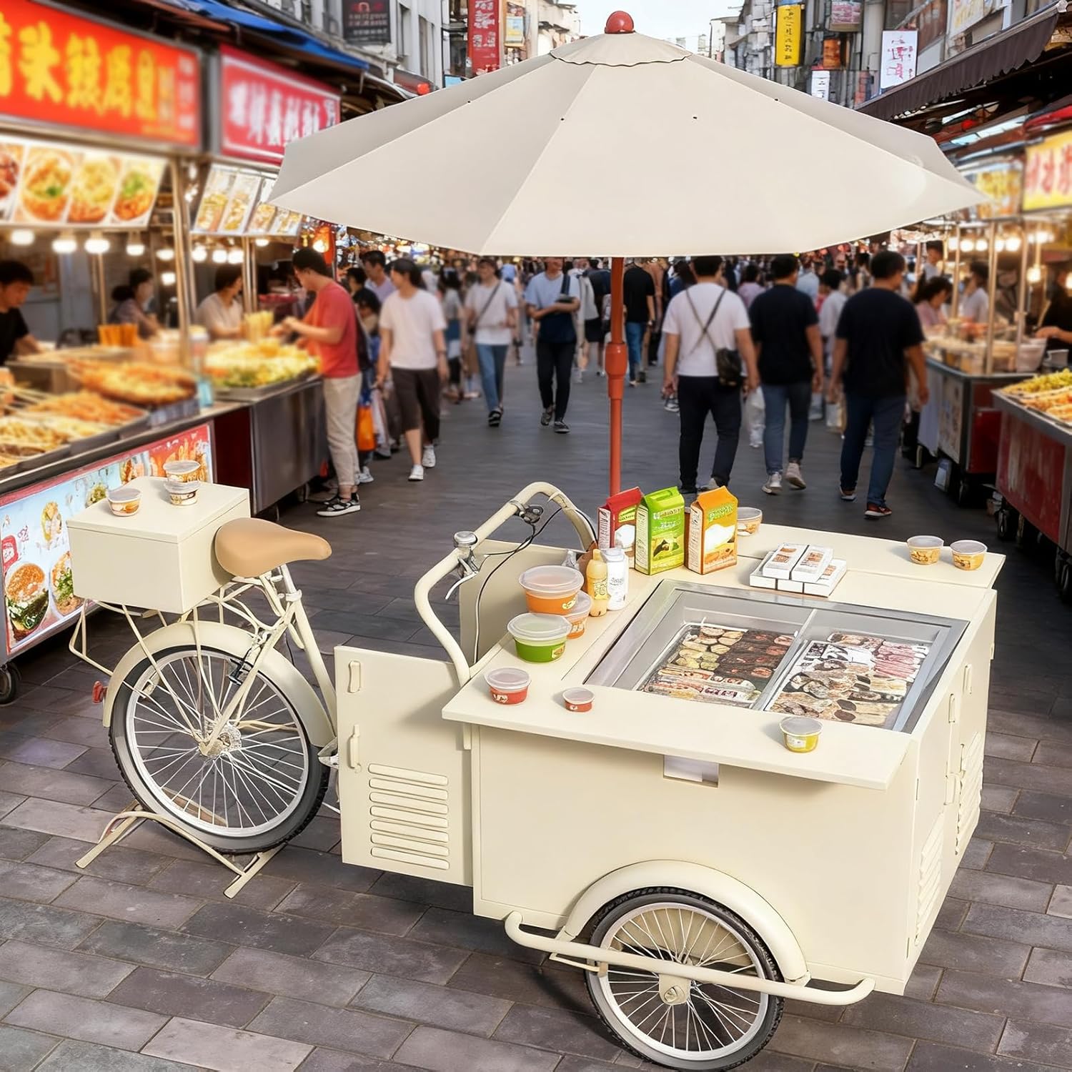 Amazon.com: RNQZ Tricycle Ice Cream Freezer Cart, Large Capacity Pedal ...