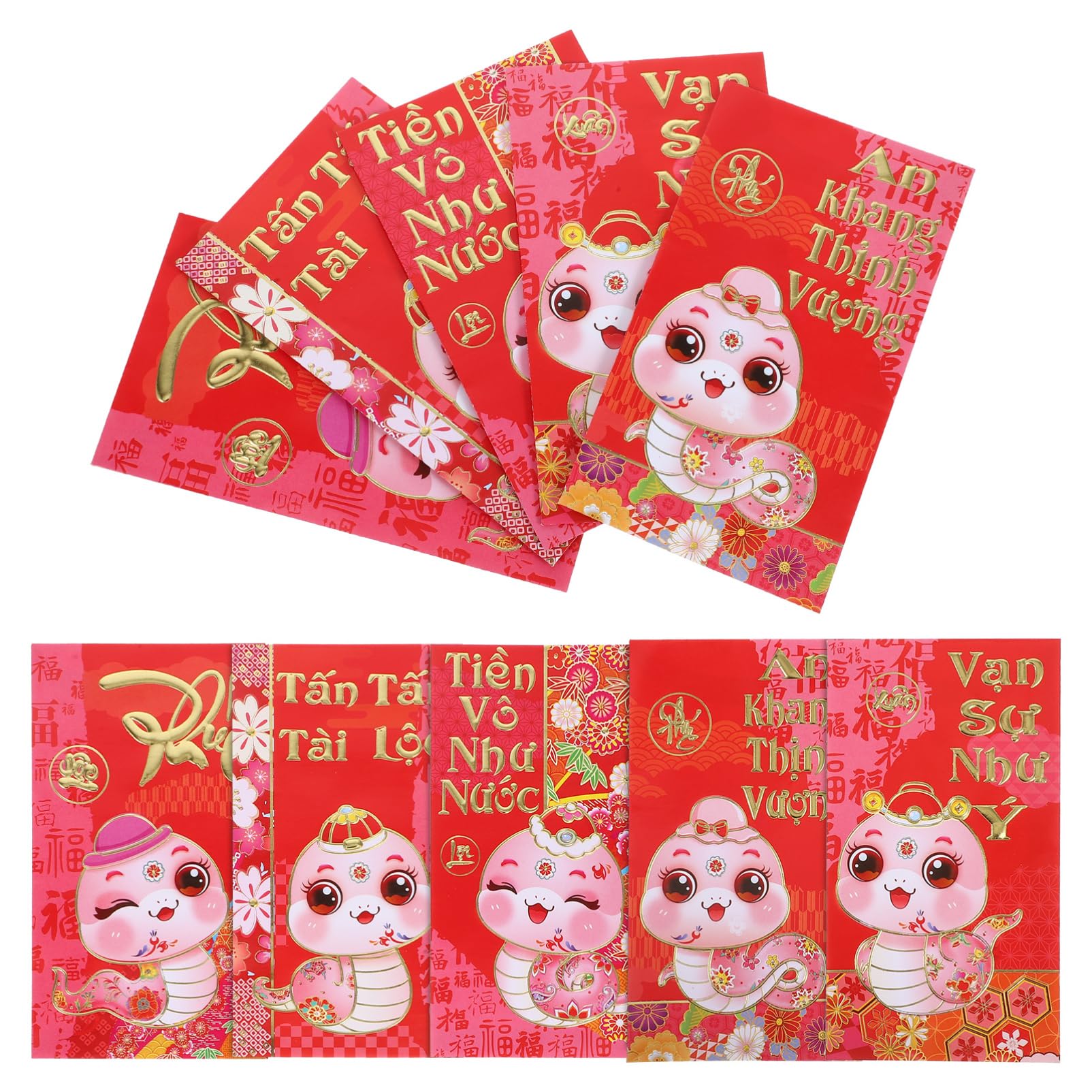 Vietnamese Li Xi Envelopes U.S Seller) 1 Set (6pcs) Red Envelopes 2020