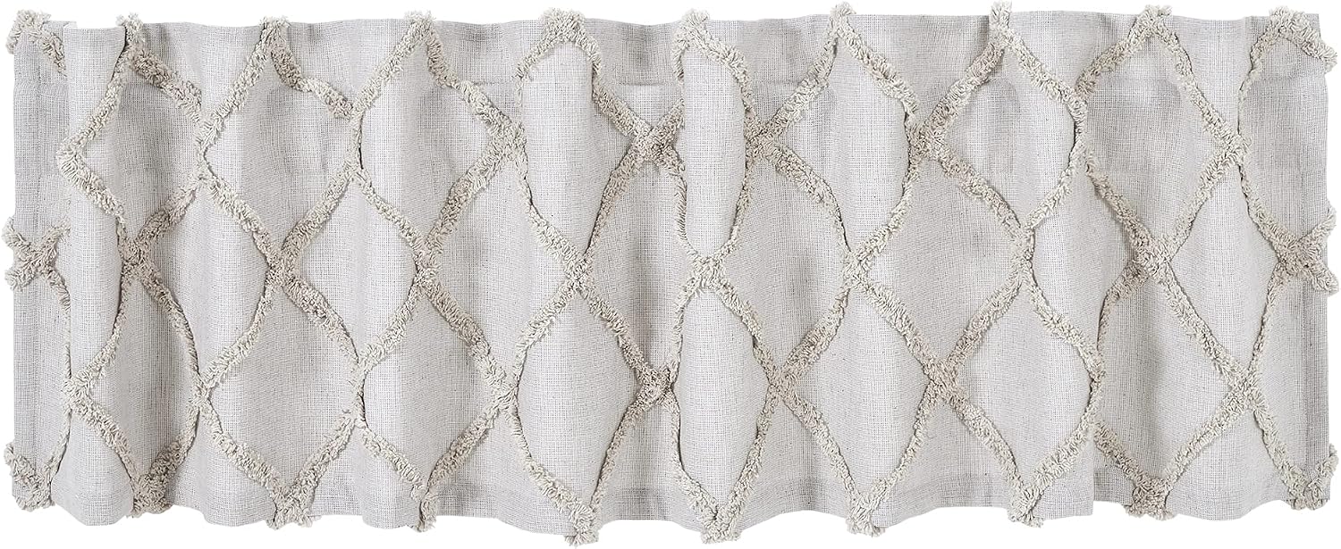 Amazon.com: VHC Brands Frayed Lattice Curtain Valance, Oatmeal, 16x72 ...