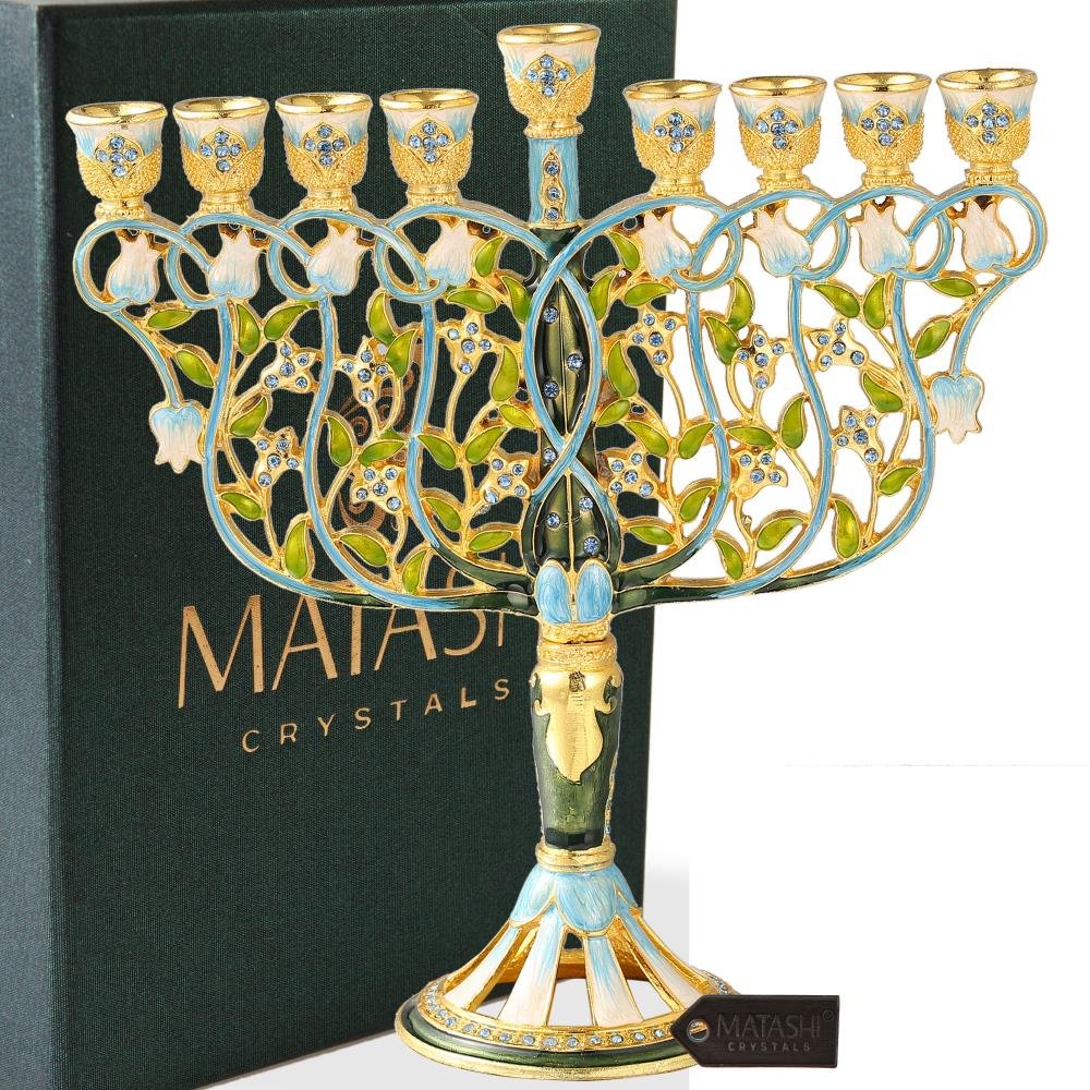 Amazon.com: Matashi Tall Hand Painted Enamel Menorah Candelabra ...