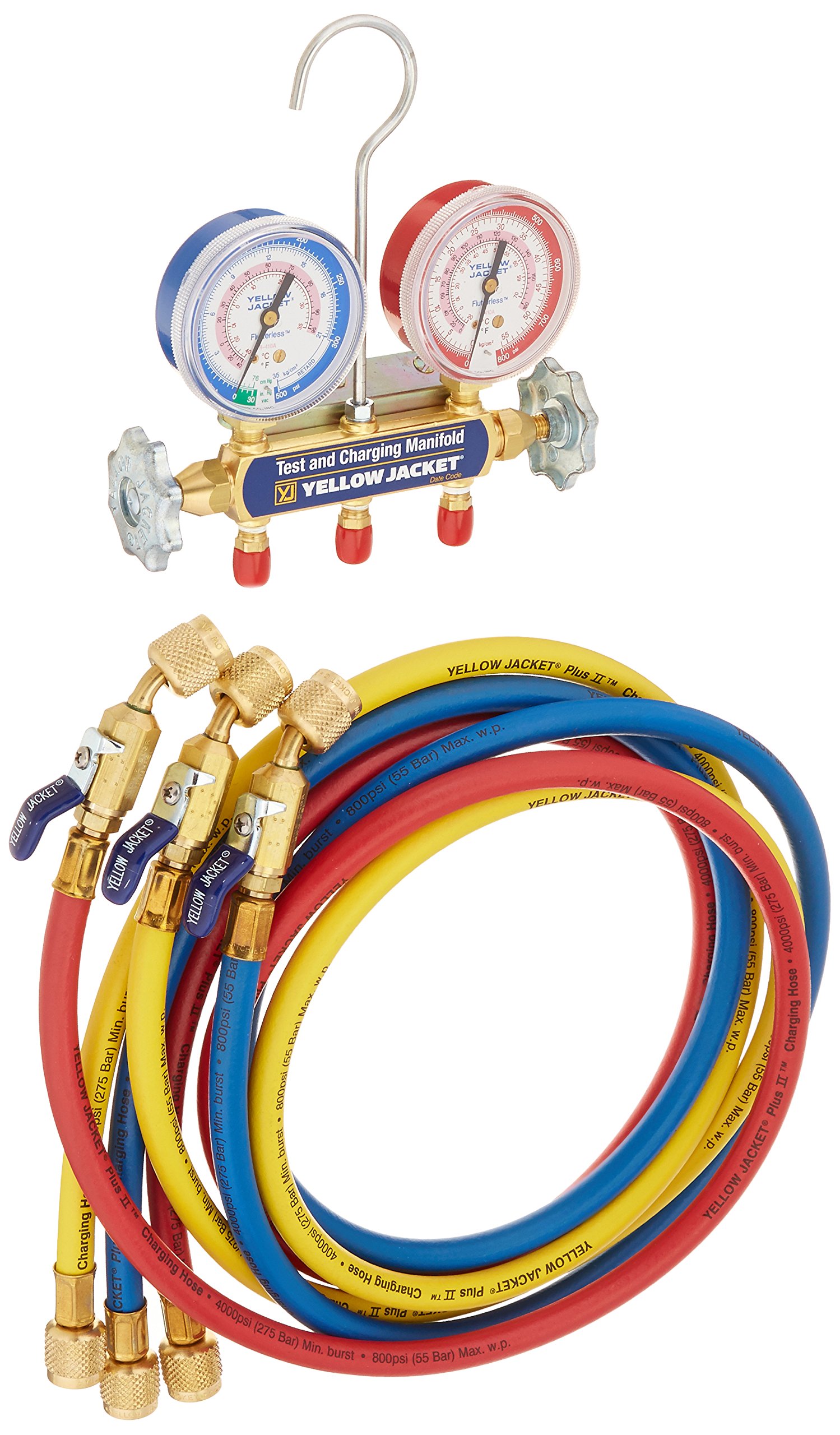 Amazon.com: Yellow Jacket 41711 Series 41 Manifold with 2-1/2" Gauge ...