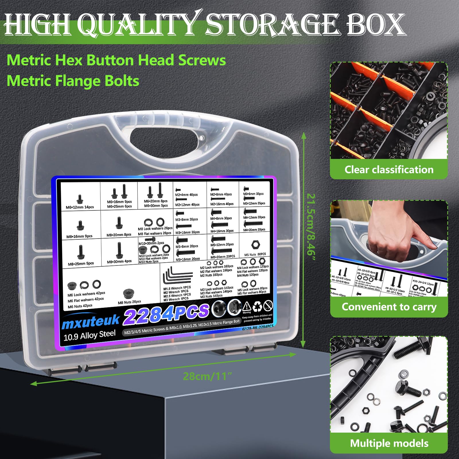 Snapklik.com : Mxuteuk 2284PCS Metric Screws & Flange Bolt Assortment ...