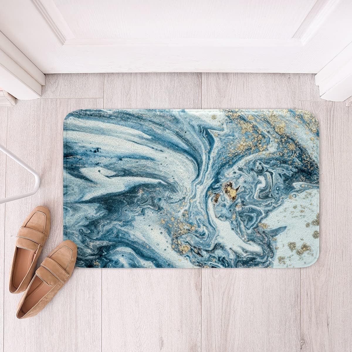 Amazon.com: Marble Grain Bath Mat Golden Blue Marble Vein Bath Mats ...
