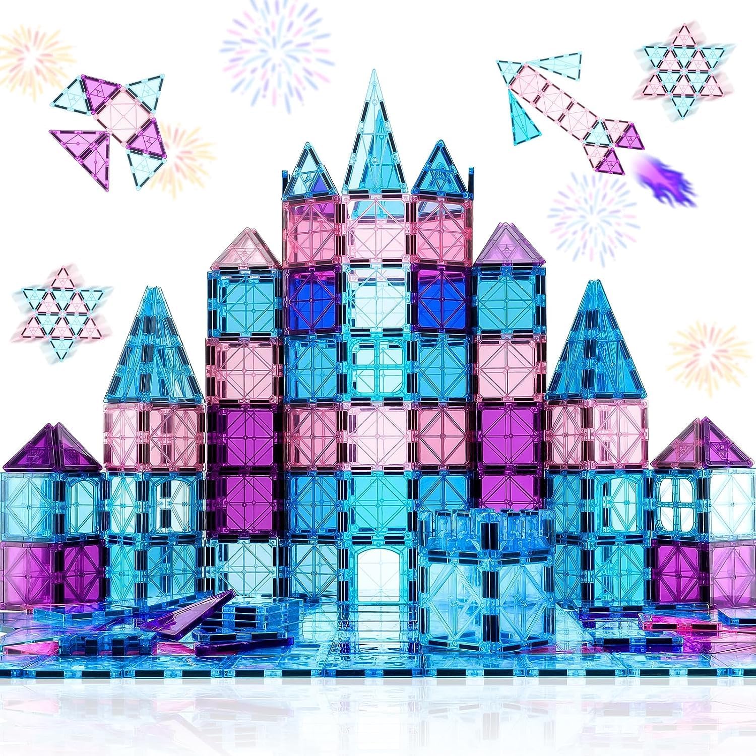 Magnetic Tiles Cars Construction Set - 4 PCS Magnet Bricks Truck ...