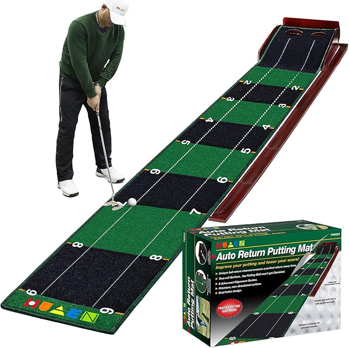 HUAEN Putting mat for Indoors,Golf Practice Putting Green with Ball ...