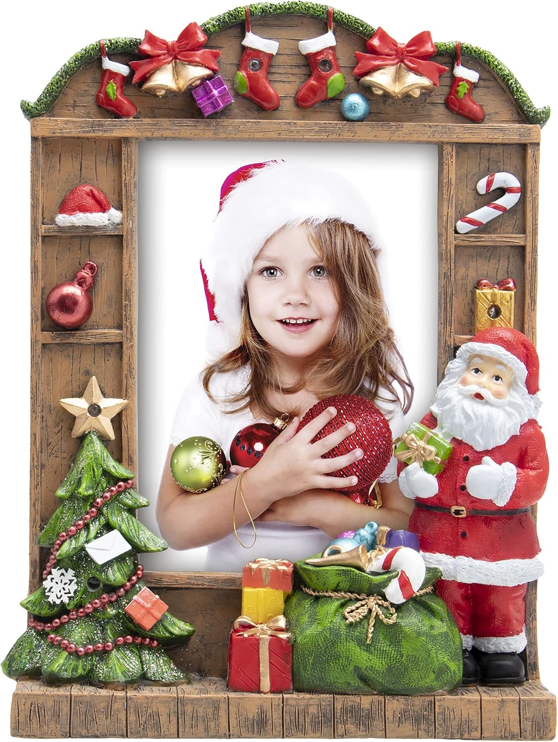 Amazon.com - FINE PHOTO GIFTS Light Up 5" x 7" Santa Christmas Resin ...