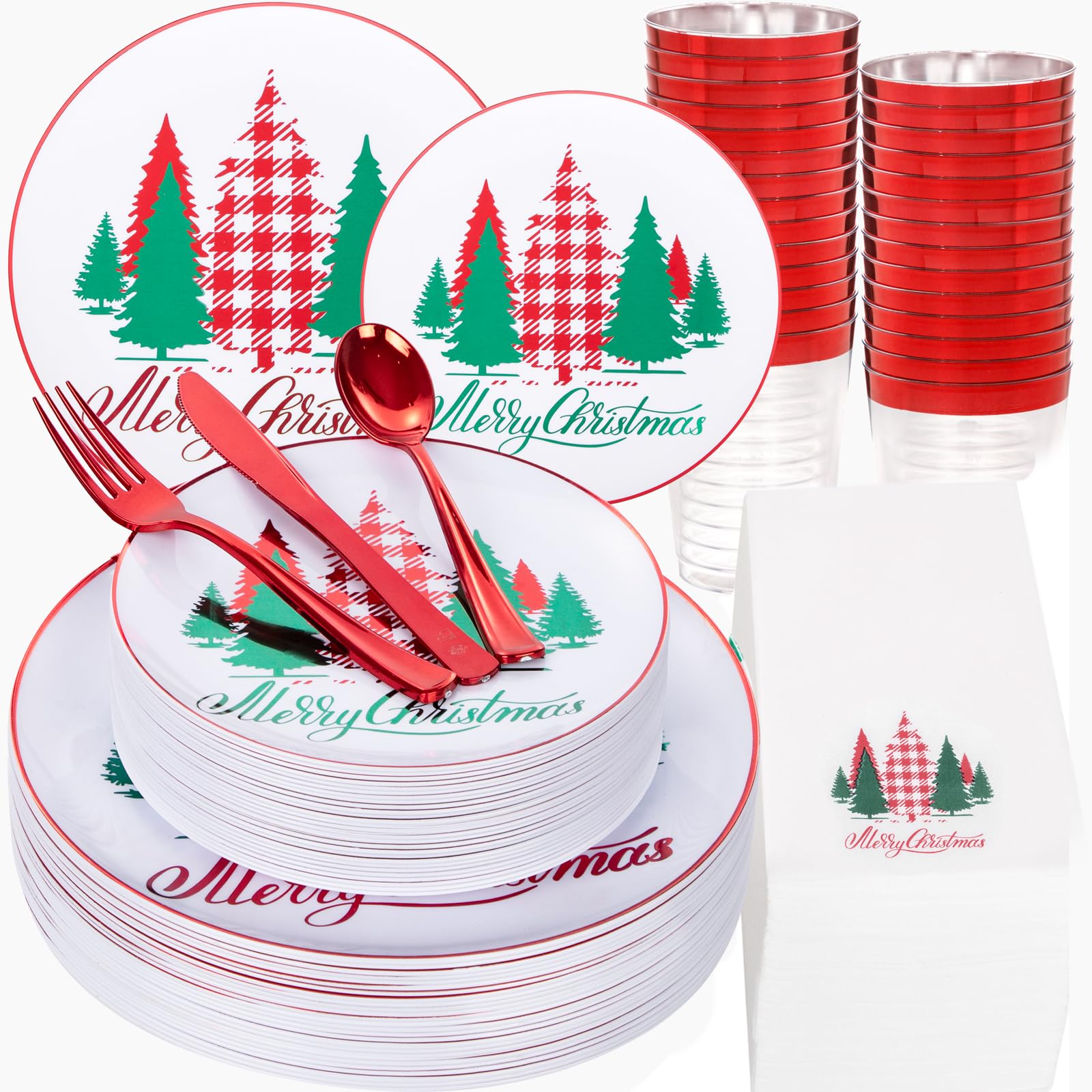 Amazon.com: Supernal 210pcs Christmas Plastic Plates - Christmas ...
