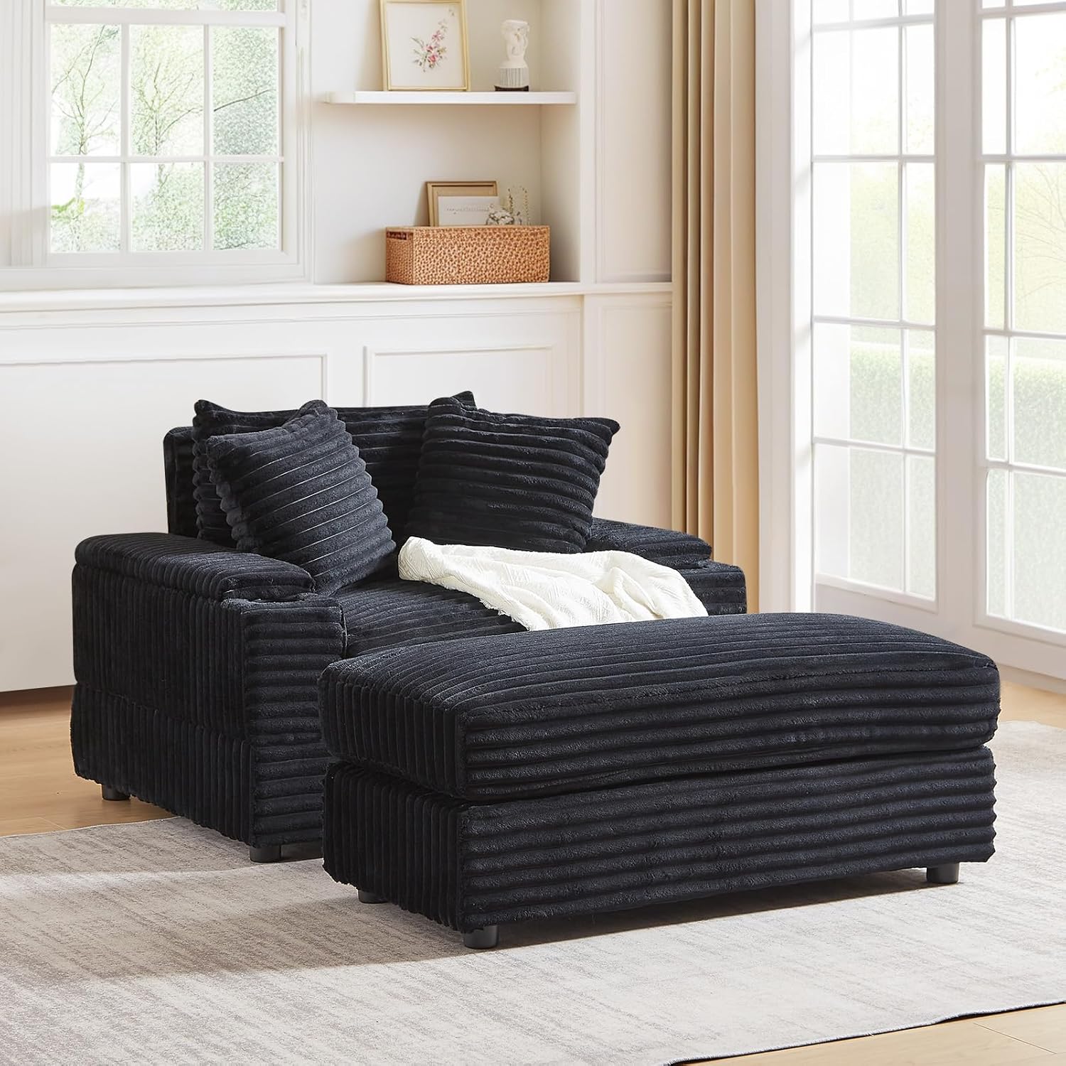 Amazon.com: Oversized Chaise Lounge Chair Indoor with Cup Holders ...