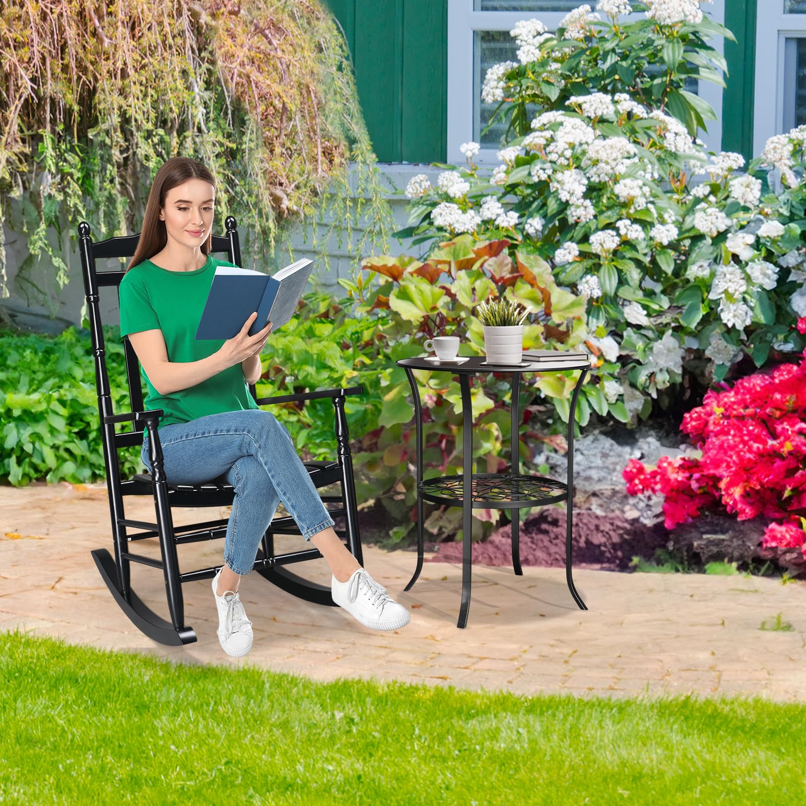 Snapklik.com : VINGLI Wooden Rocking Chair, Outdoor Chair