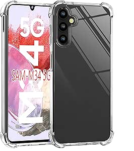 USTIYA Funda para Samsung Galaxy M34 5G Case Uso Rudo Bumper,Shock-Absorción TPU Transparente ...