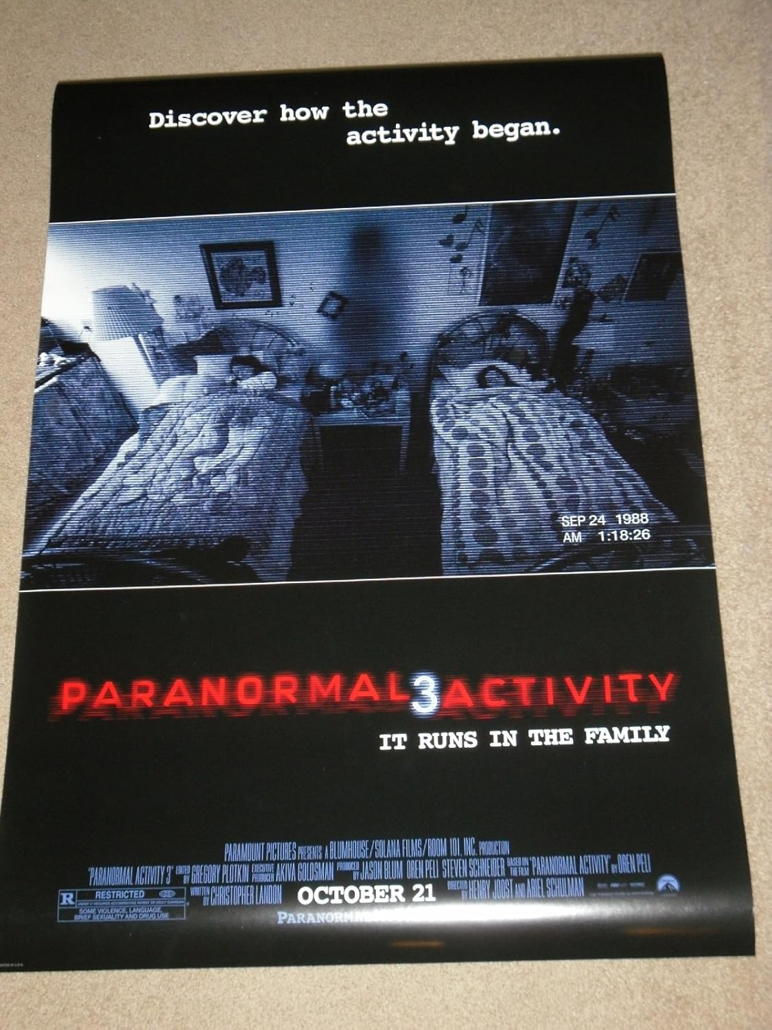 Amazon.com: PARANORMAL ACTIVITY 3 "B" 27x40 ORIGINAL D/S MOVIE POSTER ...