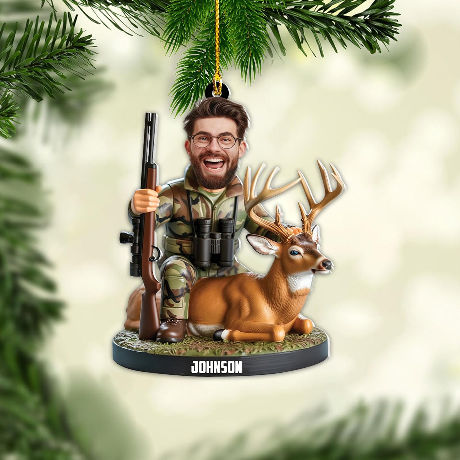 Amazon.com: Suseaz Personalized Hunting Ornament, Custom 2D Flat Hunter ...
