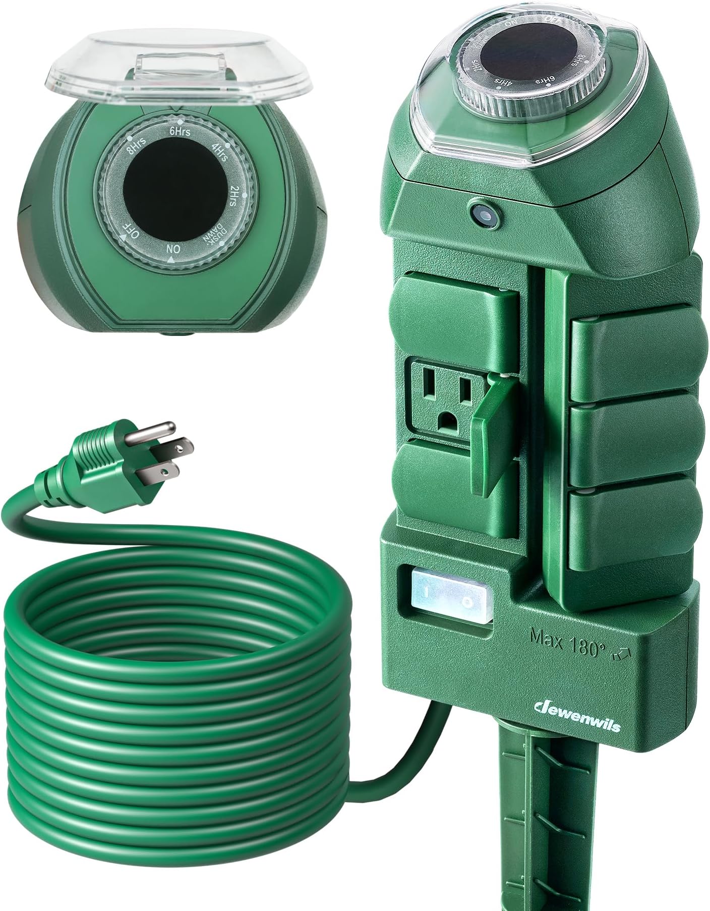 SURAIELEC Dusk to Dawn Outdoor Power Stake Light Timer and 25 FT ...