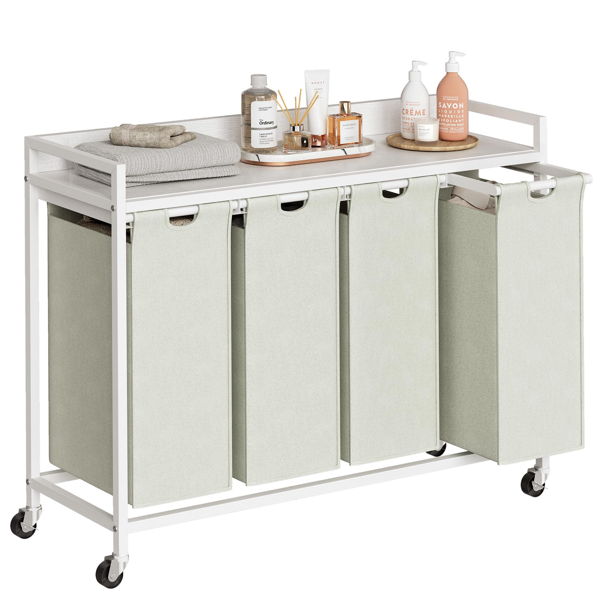 Amazon.com: Herture Laundry Hamper with Shelf, Laundry Basket 4 Section ...