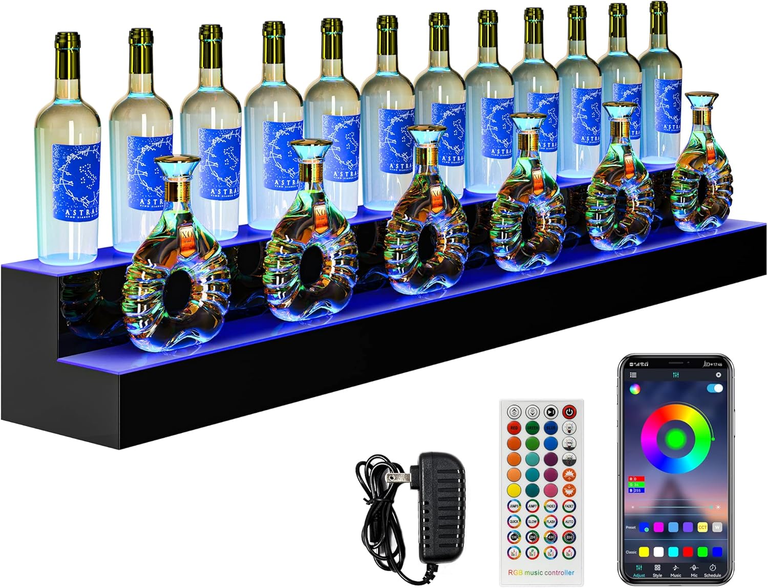 YITAHOME Estante de exhibición de botellas de licor con luz LED estante ...