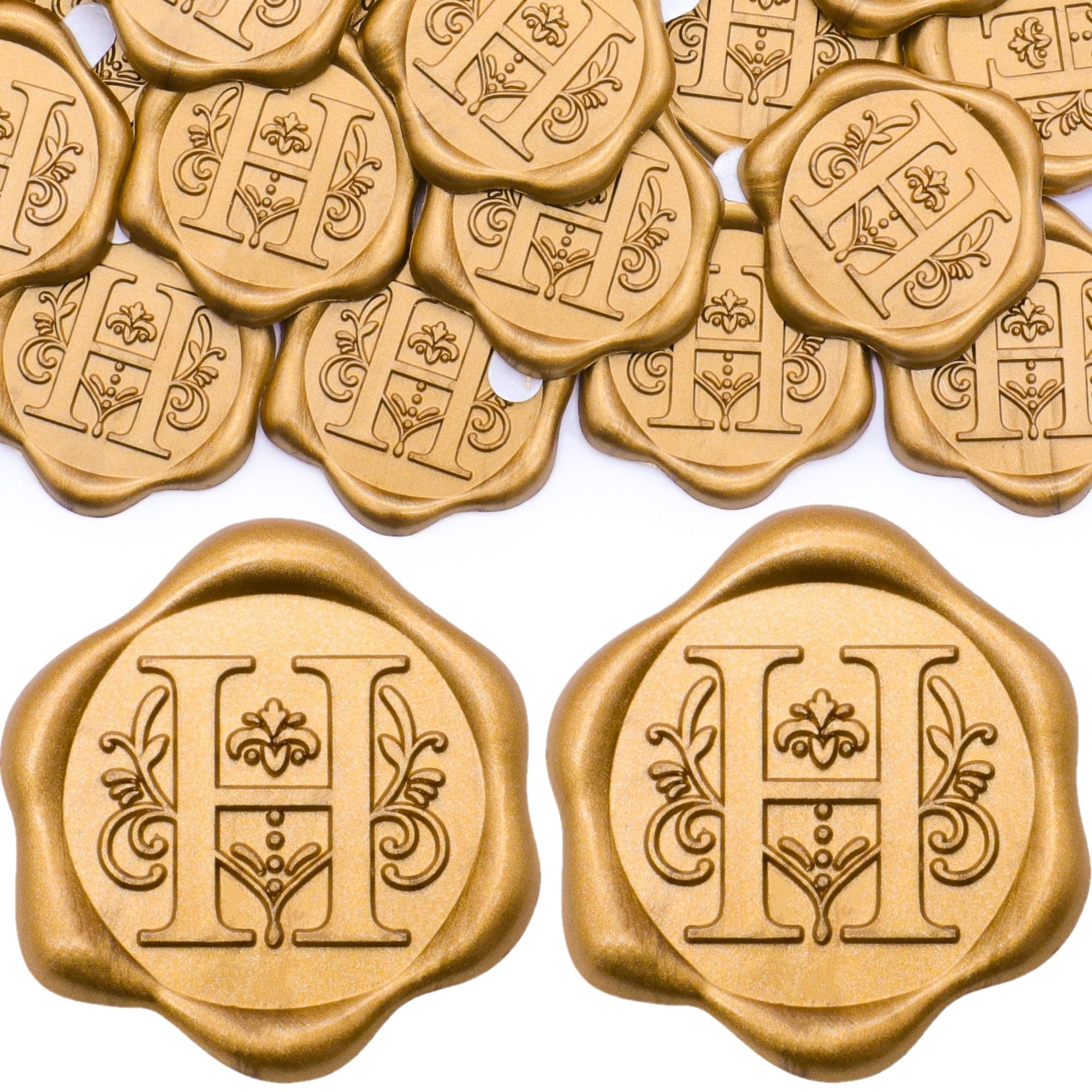 Amazon.com: SWANGSA 50 Pack Letter H Wax Seal Stickers, Antique Gold ...