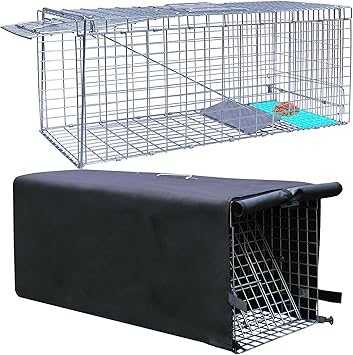 Amazon.com : Live Animal Trap Cage with Cover, Cat Trap for Stray Cats ...