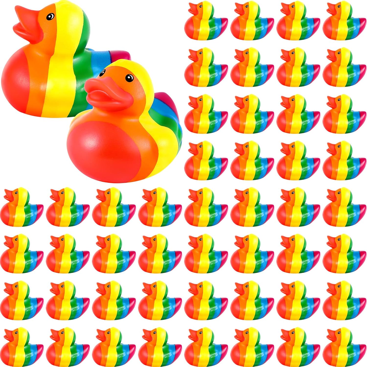 Amazon.com: 24 Pcs Rainbow Rubber Duck Mini Rubber Duckies Bulk Rainbow ...