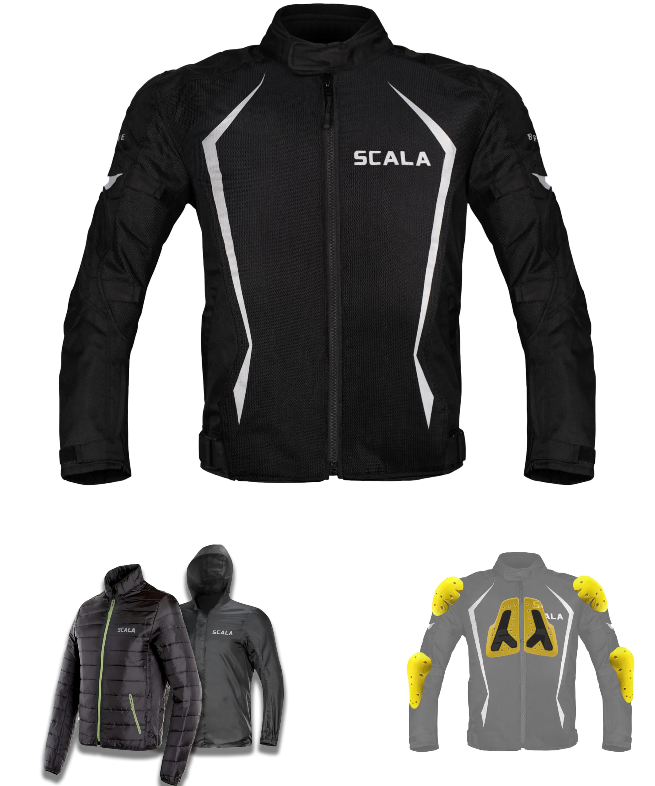 SCALA GEARS Brave 100% Polyester Moto Rider Jackets Protection and ...