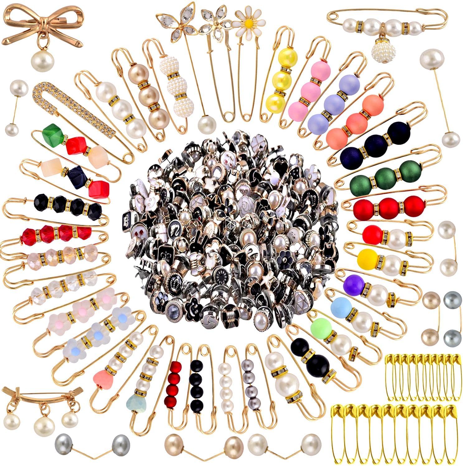 Amazon.com: Brooches and Pins for Women Bulk 140pcs Charms for Socks ...