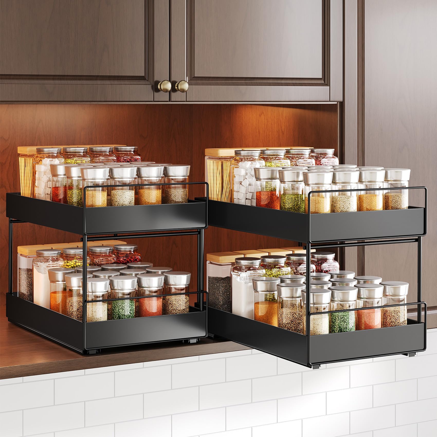 Amazon.com: Pull Out Spice Rack Organizer for Cabinet, Slide Out Spice ...