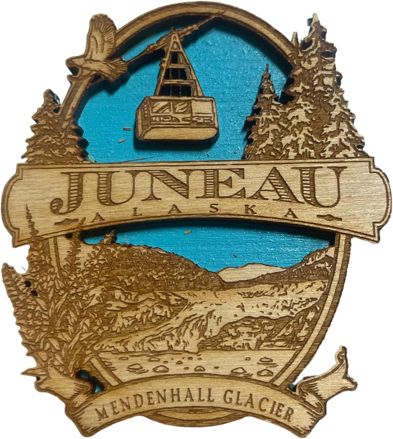 Amazon.com: Wood Carved Juneau Alaska Magnet, Collectible Souvenir ...