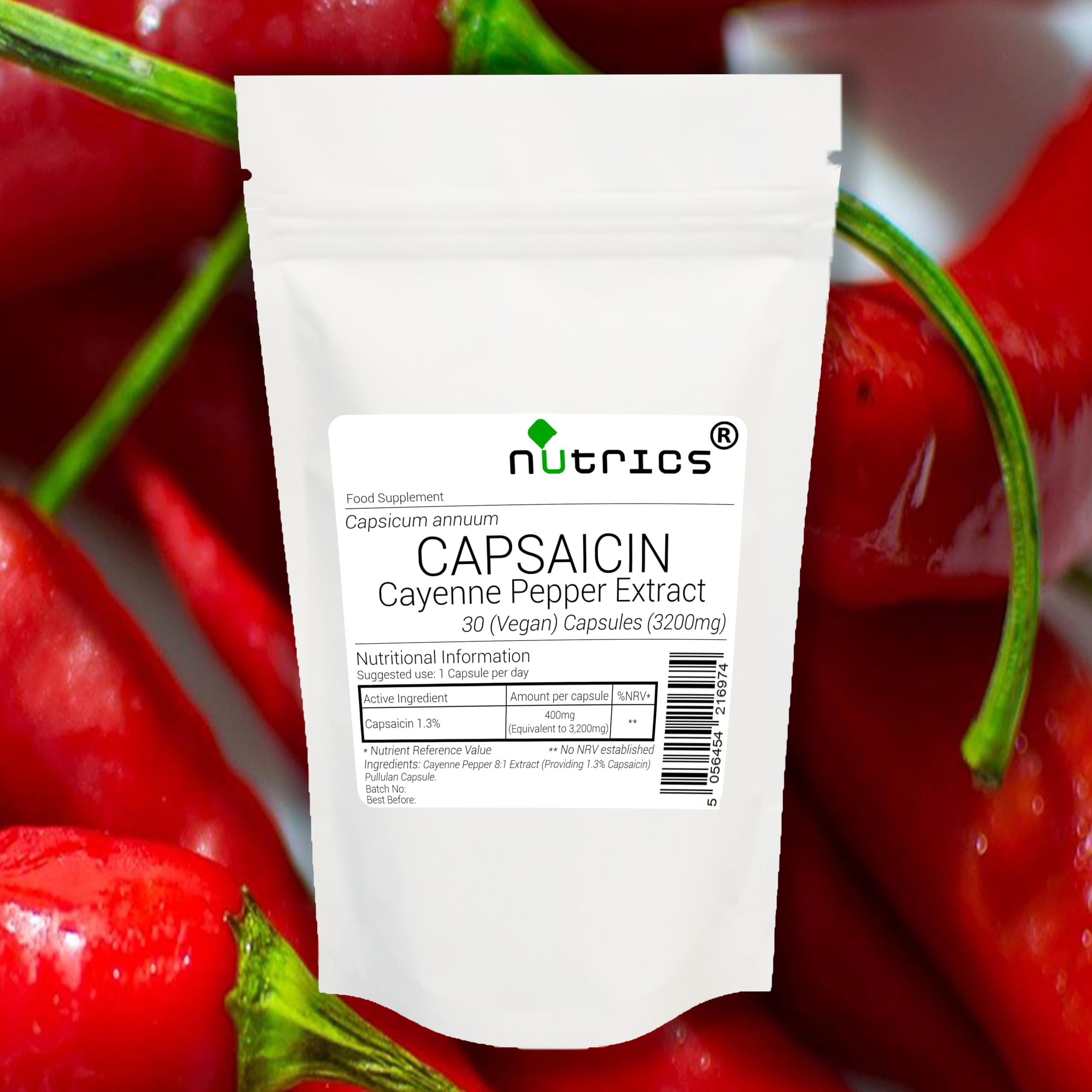 Nutrics® 3200mg Capsaicin Extract V Capsules- 8:1 Cayenne Pepper Strong ...