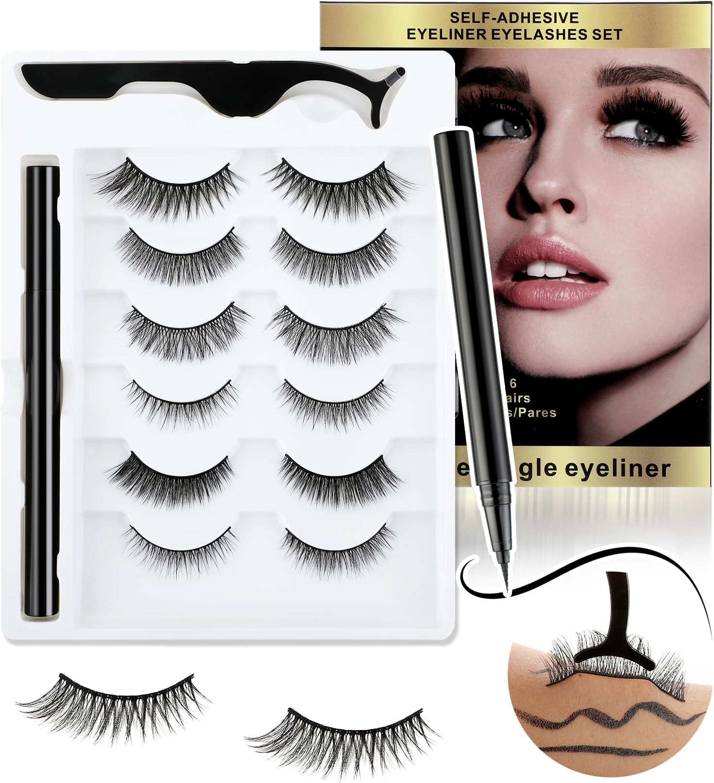 Amazon.com: Heasy Reusable Adhesive Eyelashes, Easy Eyelashes for ...