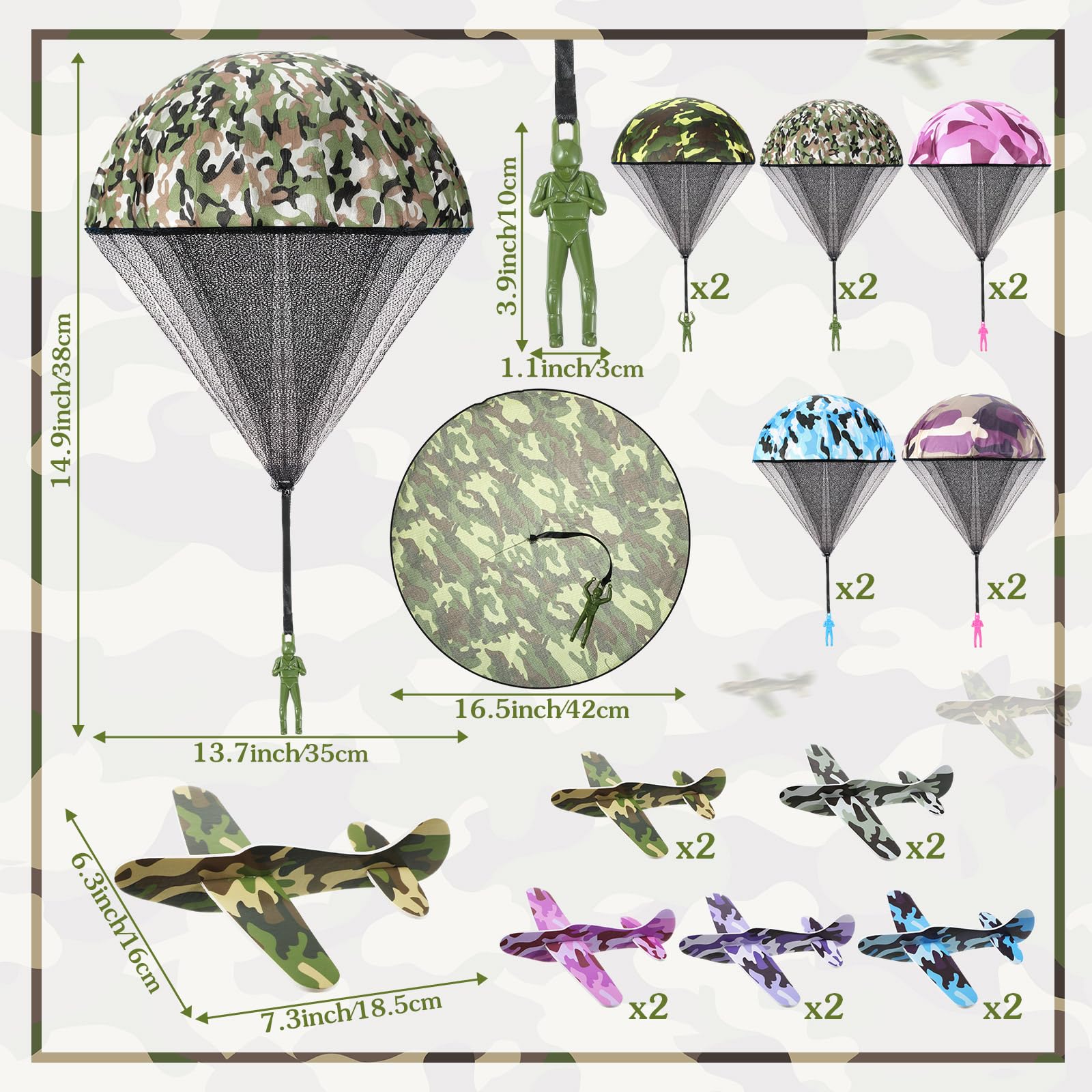 Snapklik.com : Jerify 20 Pcs Parachute Toys And Camouflage Foam ...