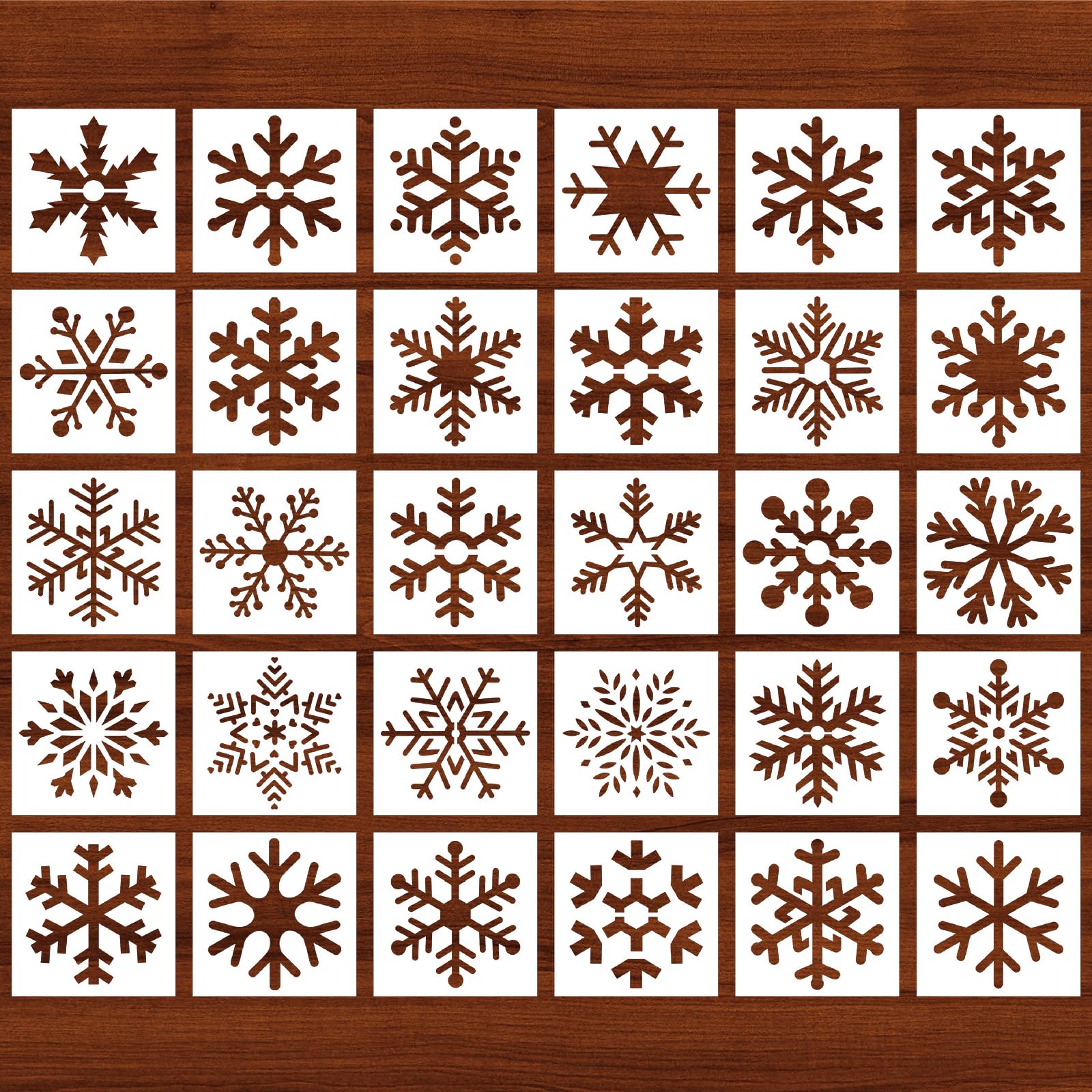 Amazon.com: Qpout 30 PCS Snowflake Stencils, 5x5 inch Christmas ...