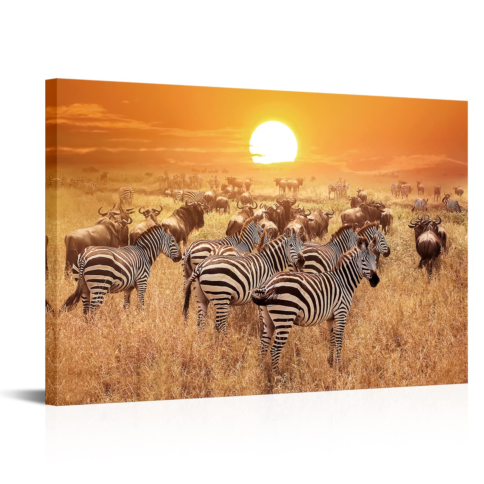African Landscape Sunset With Animals