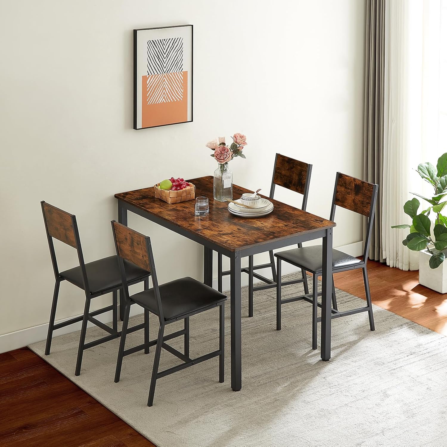 Amazon.com - CuisinSmart 5-Piece Dining Table Set with 4 Upholstered ...