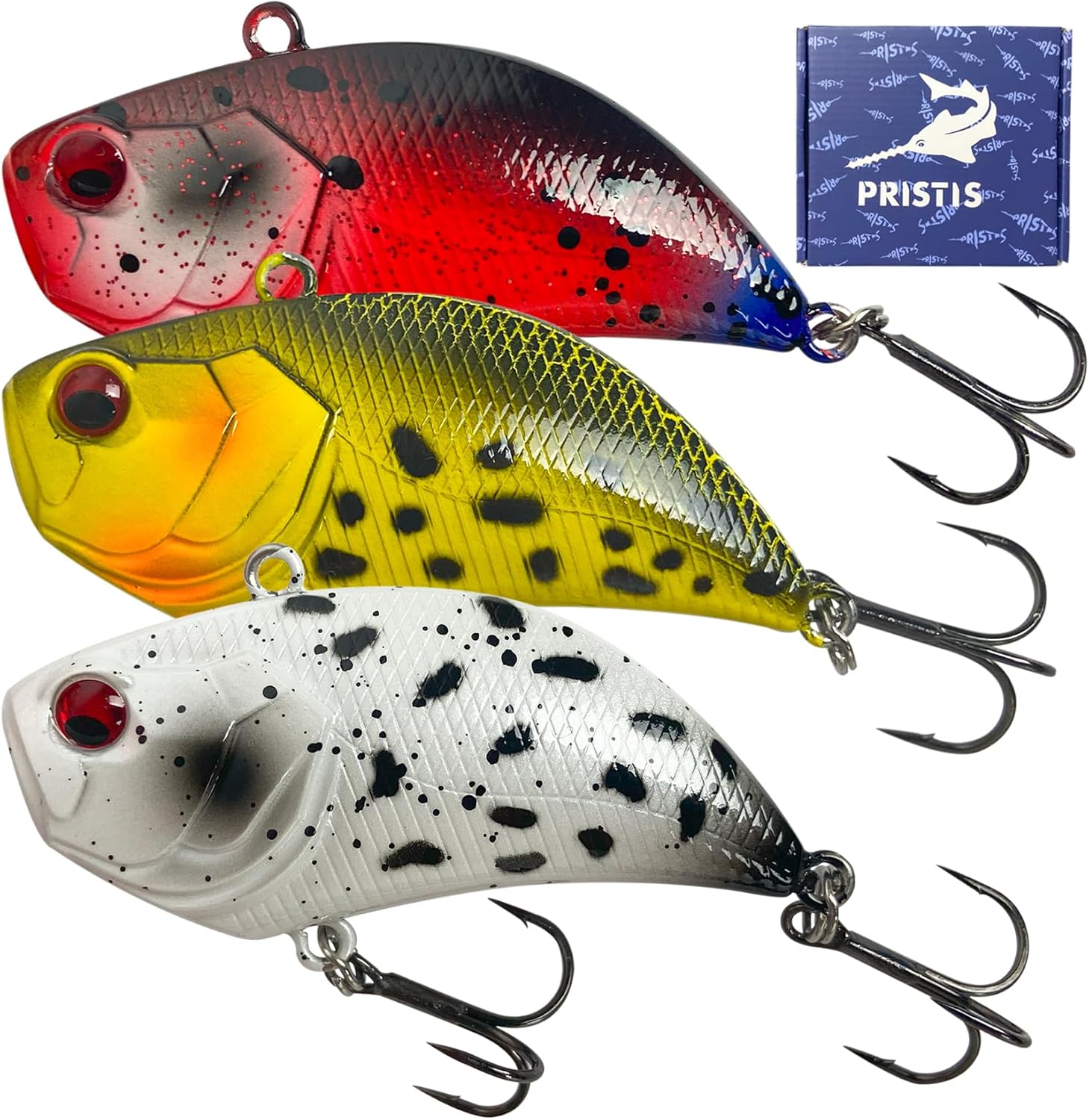 Amazon.com : Pristis 3 pcs Lipless Crankbait for Bass Fishing, Mini ...