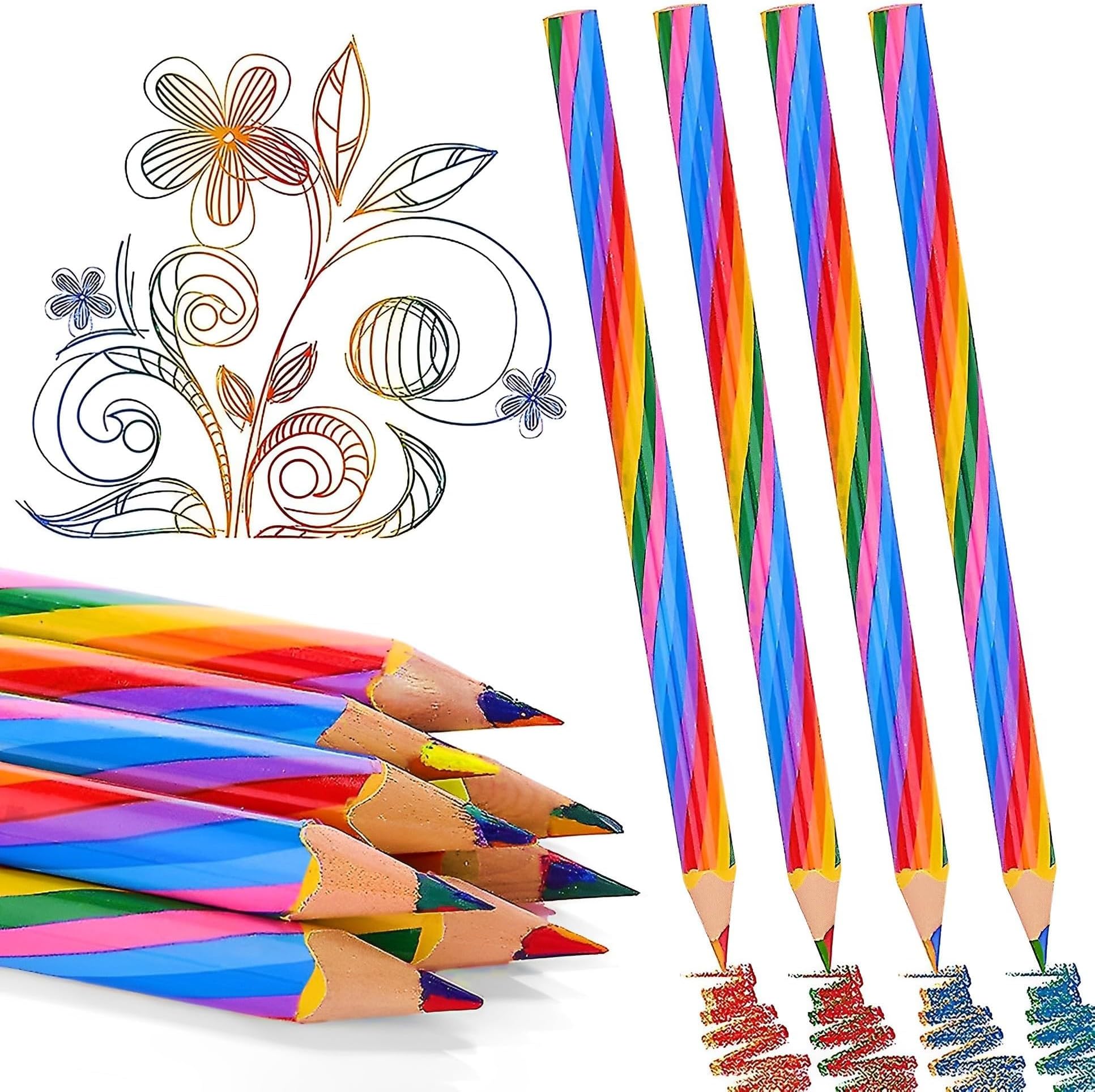 PARTEET Rainbow Pencils Colour for Kids with Sharpener- Multicolour ...