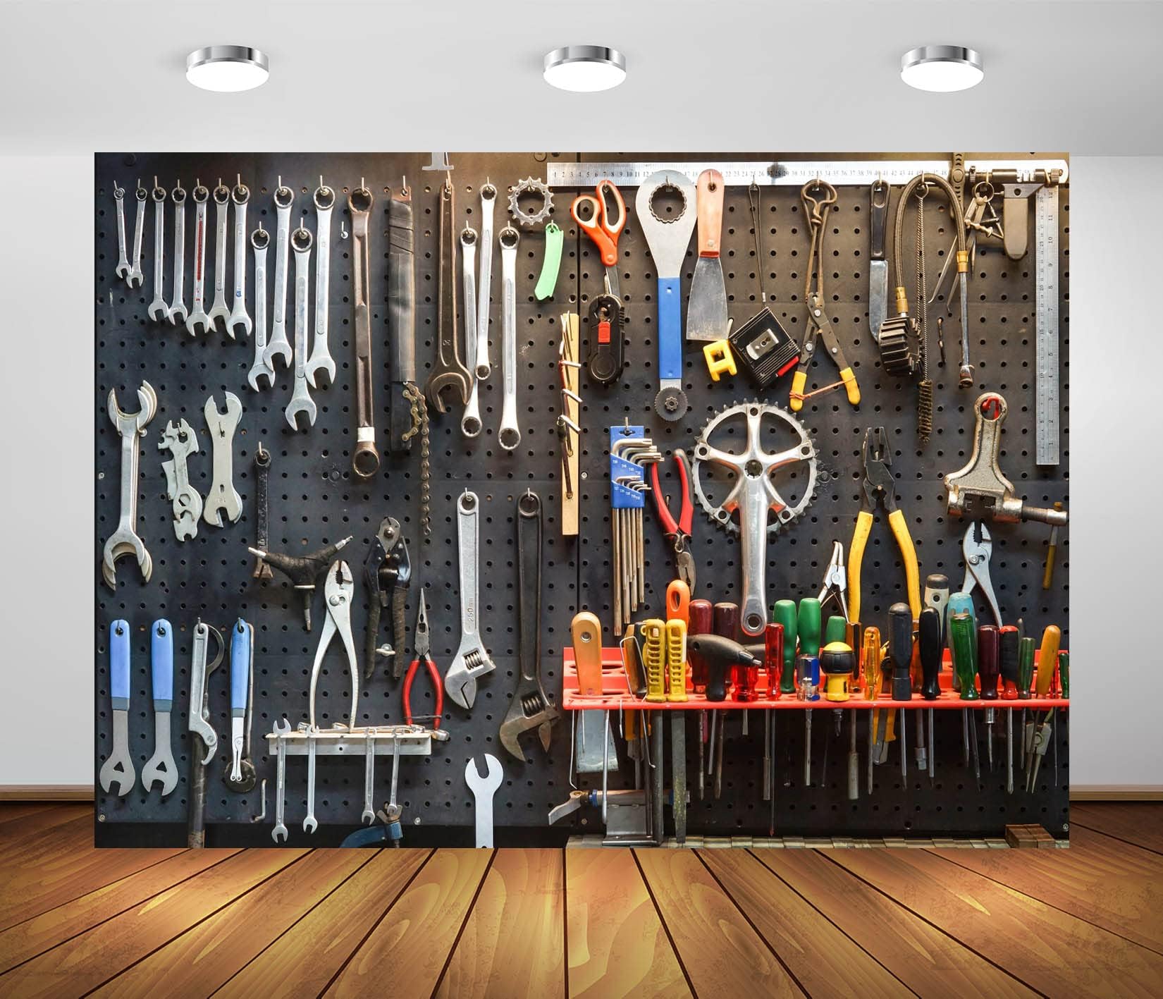 Amazon.com : BELECO 7x5ft Fabric Workshop Tools Backdrop Garage ...