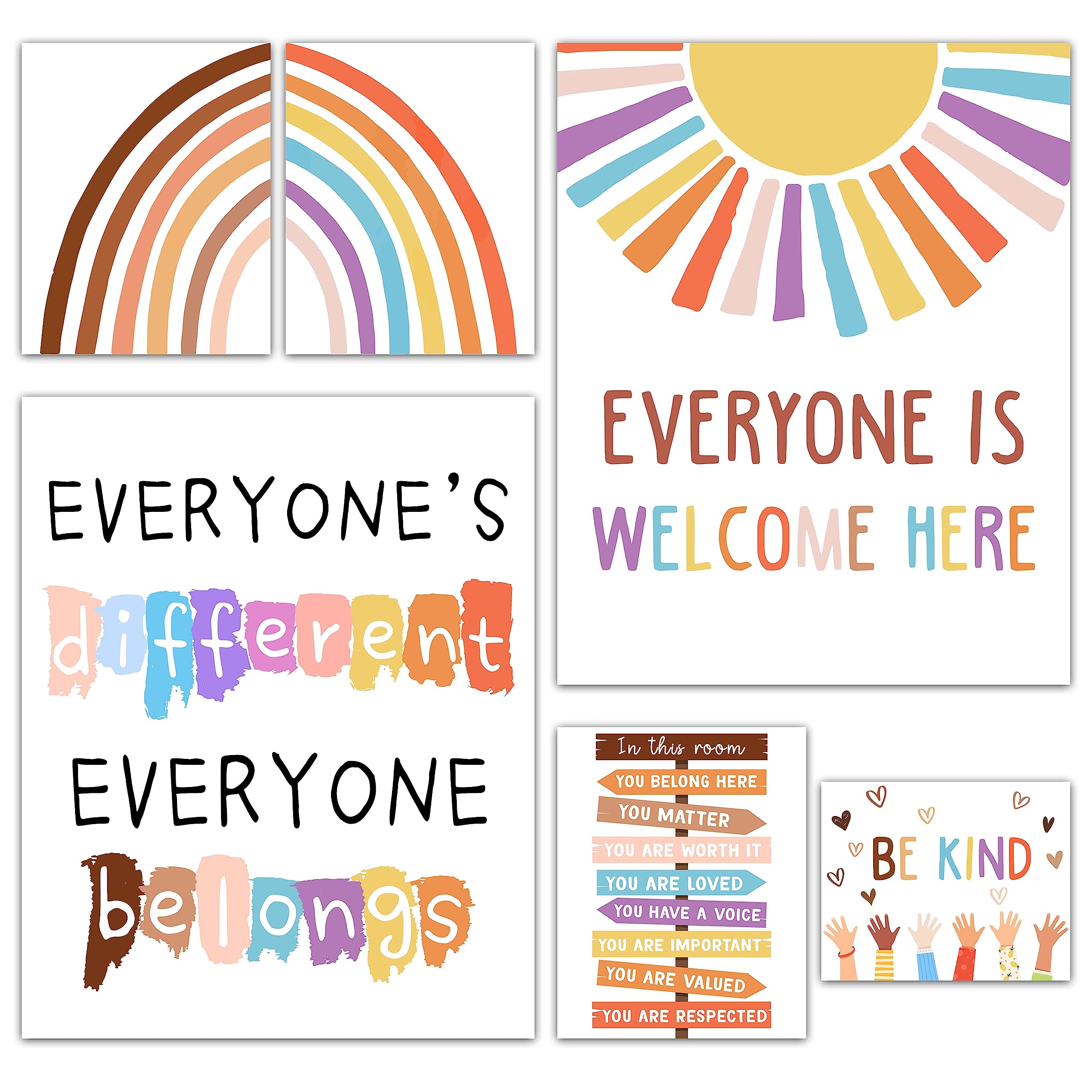 Buy TIOFUNO 6 Pieces Rainbow Classroom s, Diversity for Multicultural ...